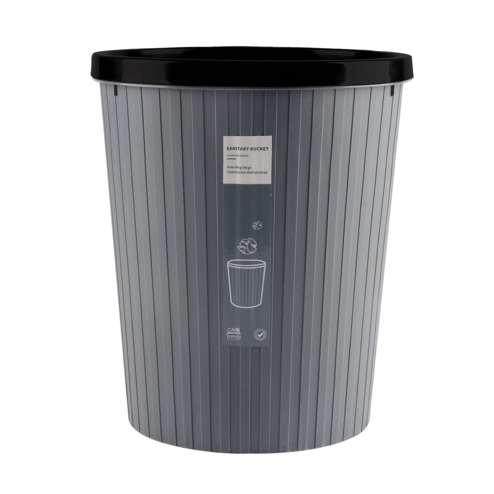 HomeCozy Garbage Bin with Pressure Ring No Lid Space-Saving Plastic ...