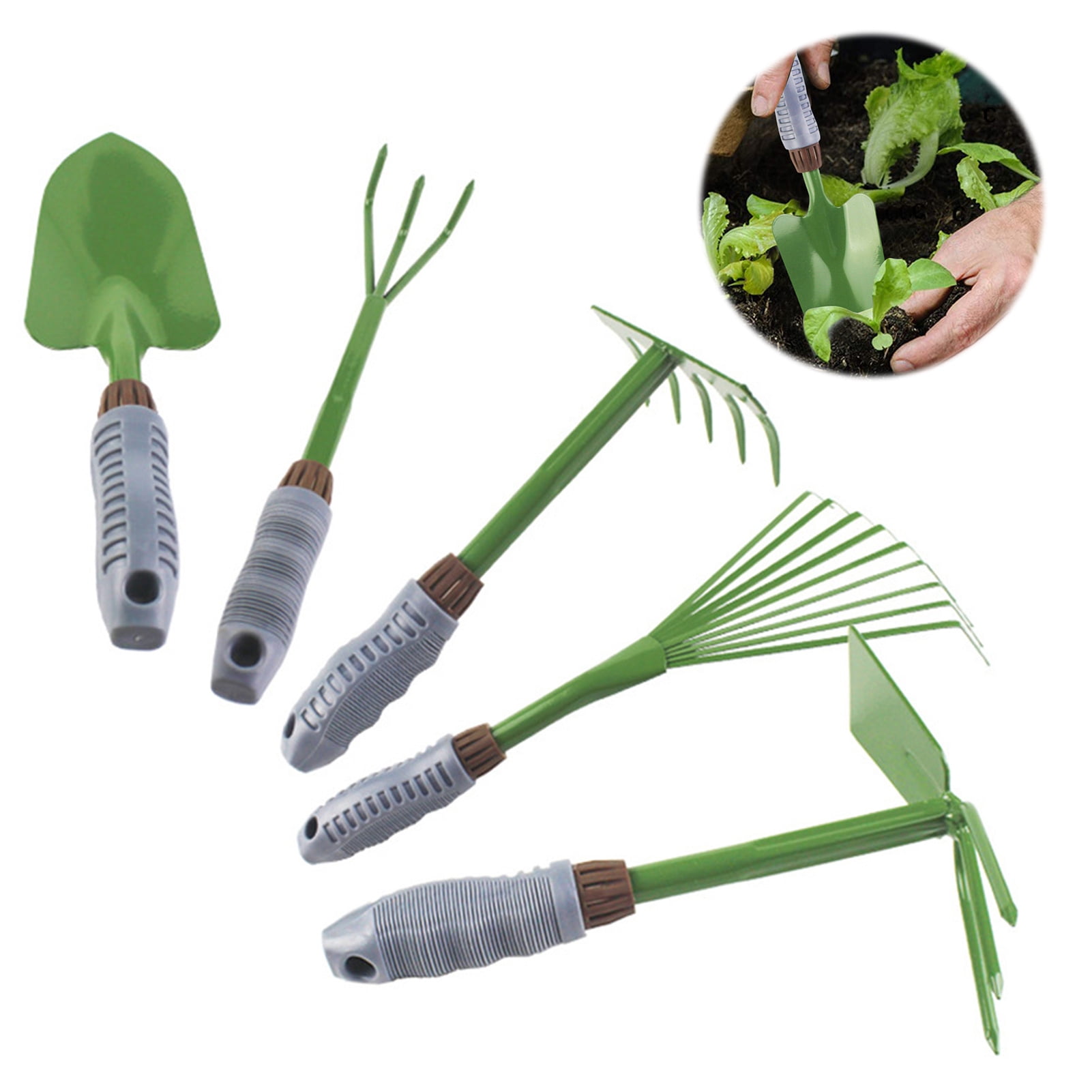 HomeCozy Gardening Leaf Rake Metal Handheld Trowel Dual Use Hoe with ...