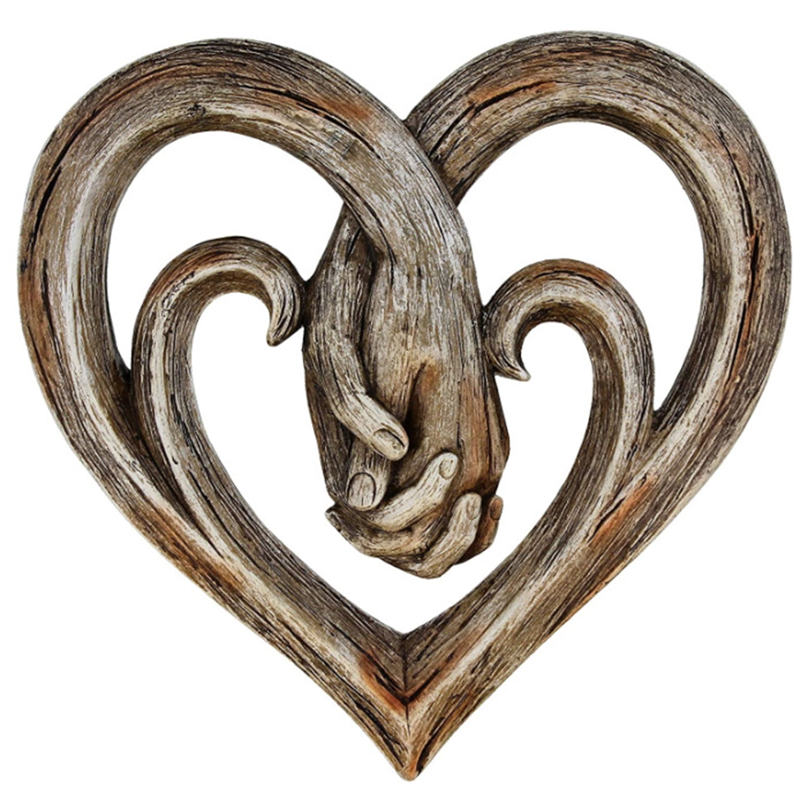 HomeCozy Heart Pendant Sculptures Rustic Wall Hanging Wood Heart ...