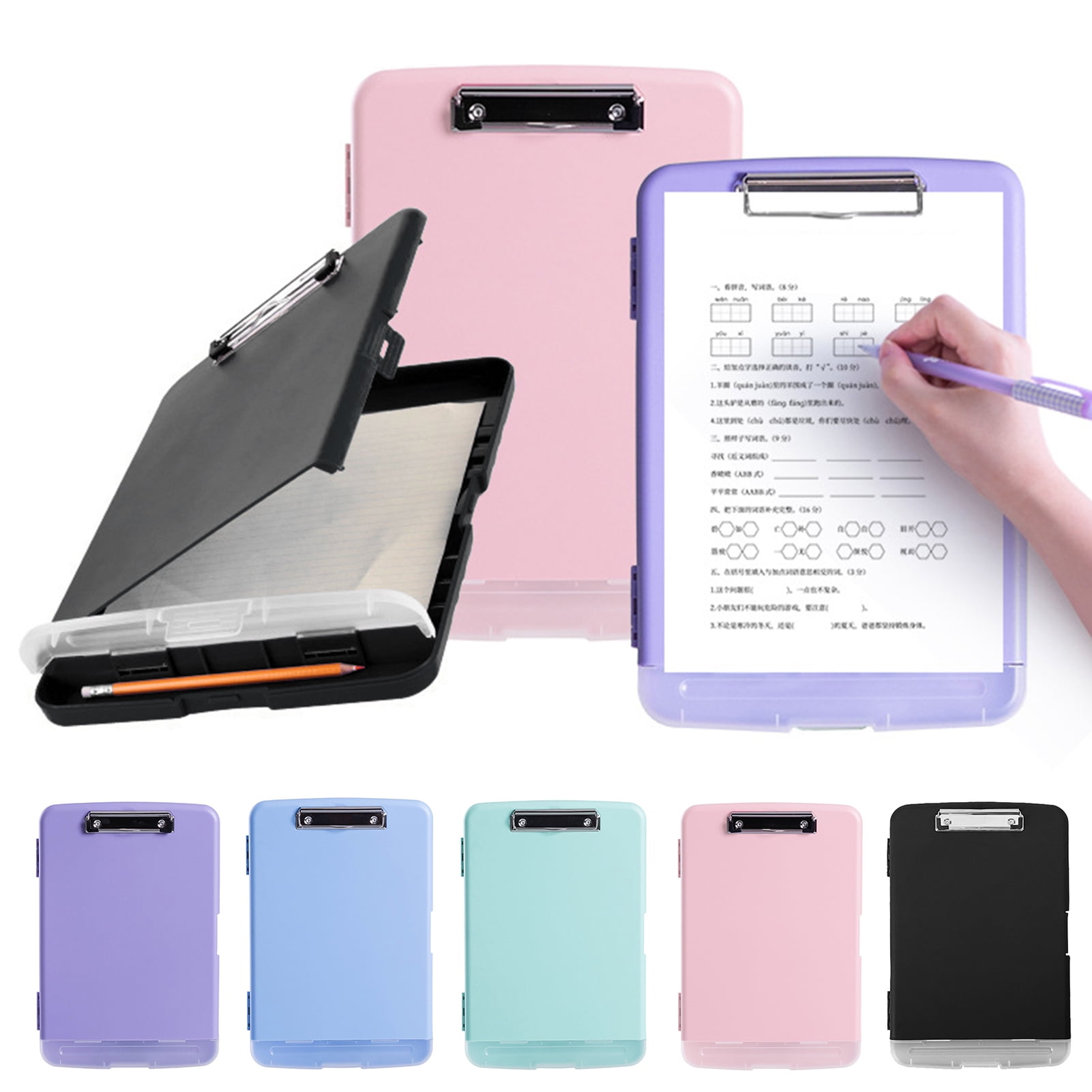 HomeCozy Heavy Duty Clipboard with Storage And Pen Holder Black ...