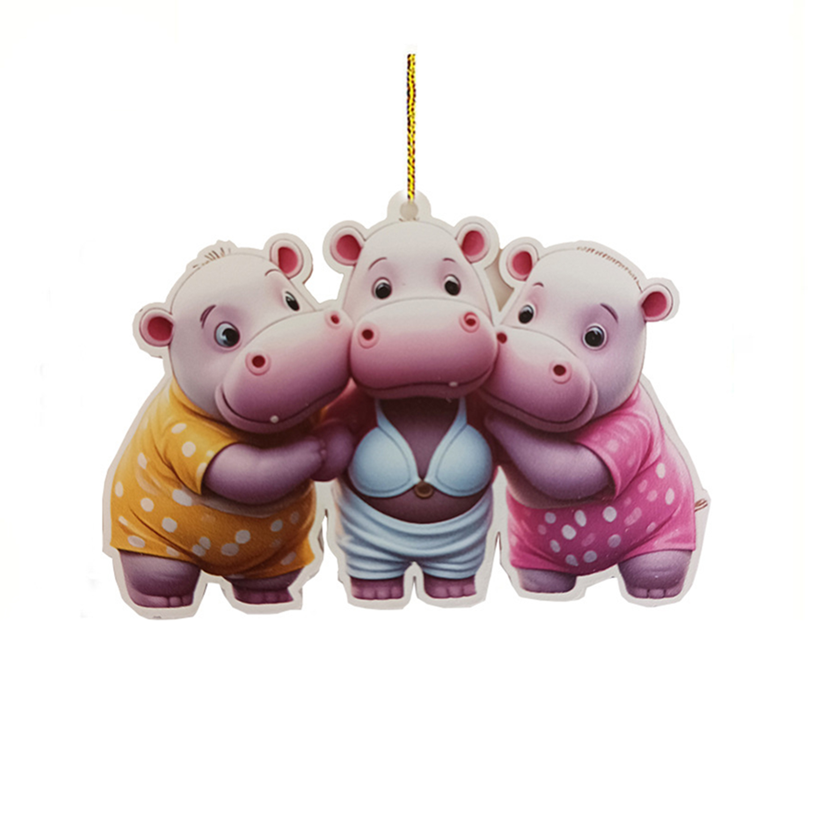 HomeCozy Hippo Ornament 2D Acrylic Hippopotamus Pendant Cartoon Hippo ...