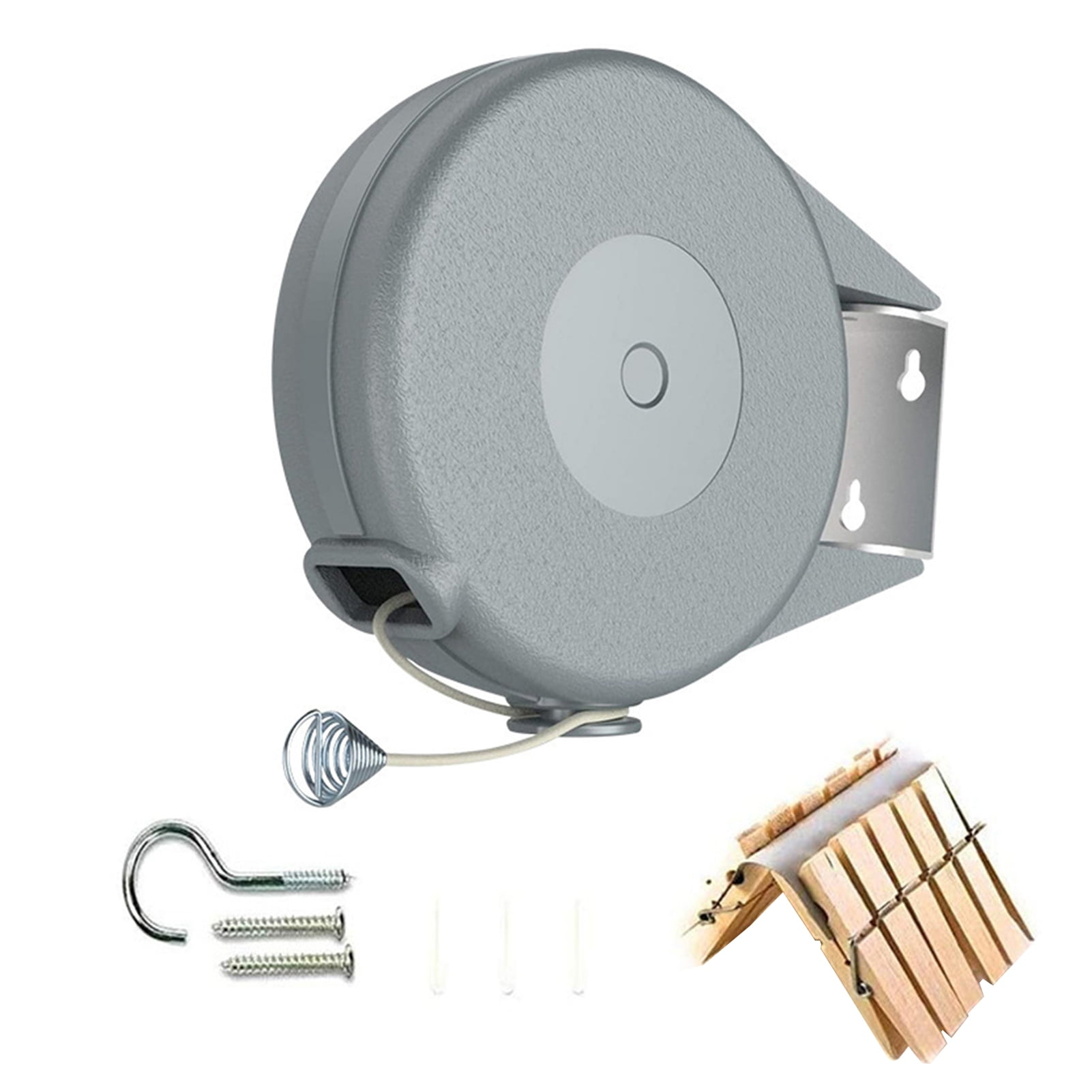 HomeCozy Laundry Clothesline with 12 Wooden Clothespins Punch Free Easy ...