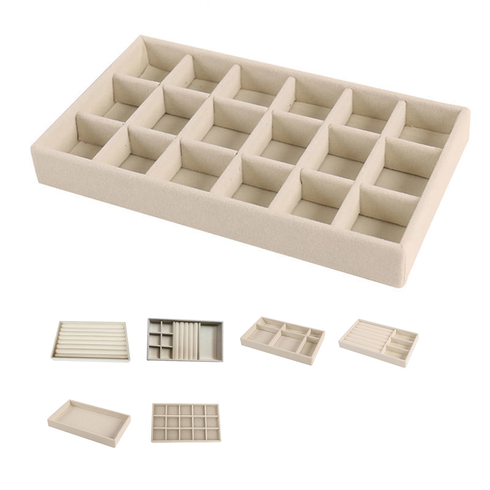 HomeCozy Multi-grids Jewelry Display Box Dustproof Wood Easy to Clean ...
