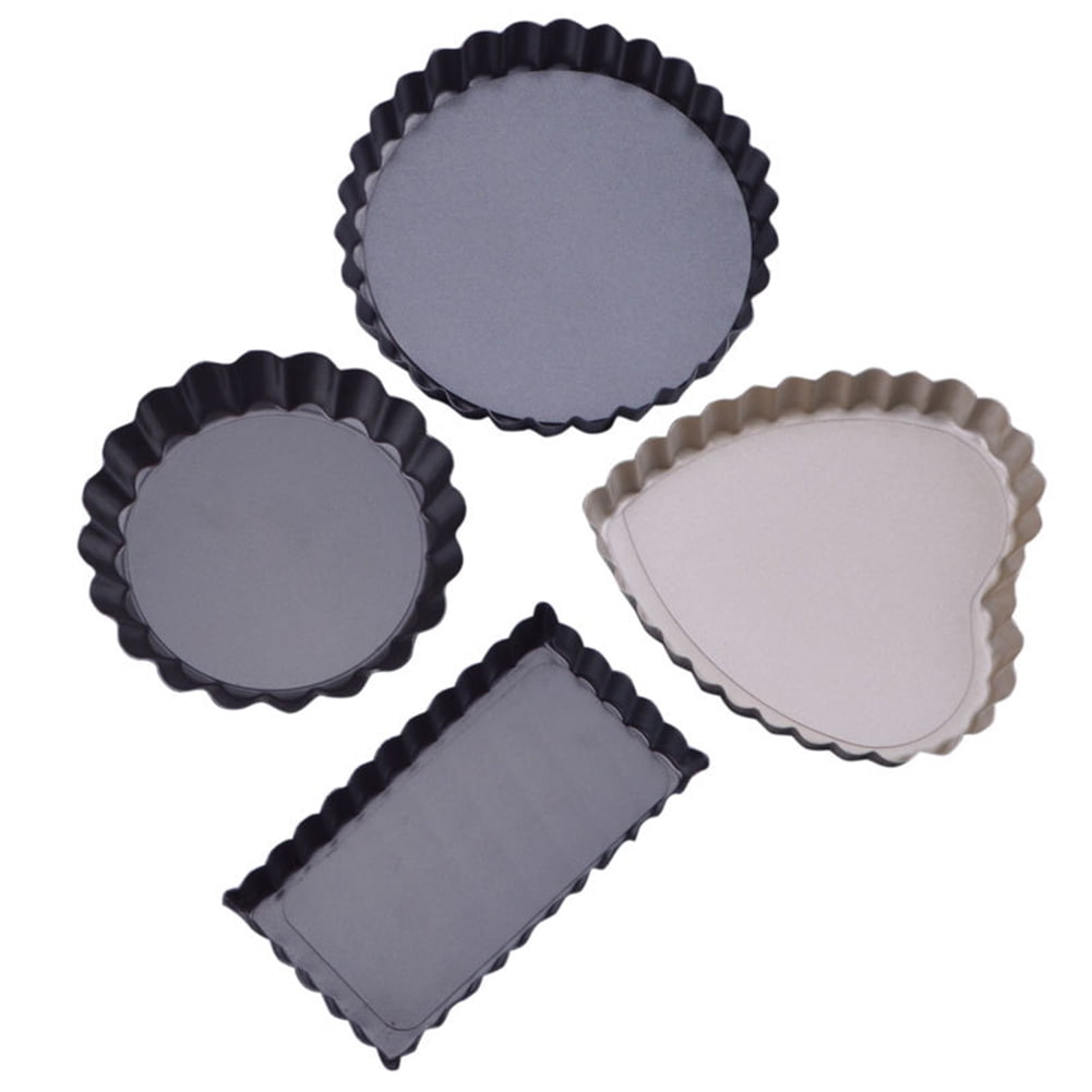 HomeCozy Non-stick Wavy Heart Round Egg Tart Cake Pan Baking Cheese ...