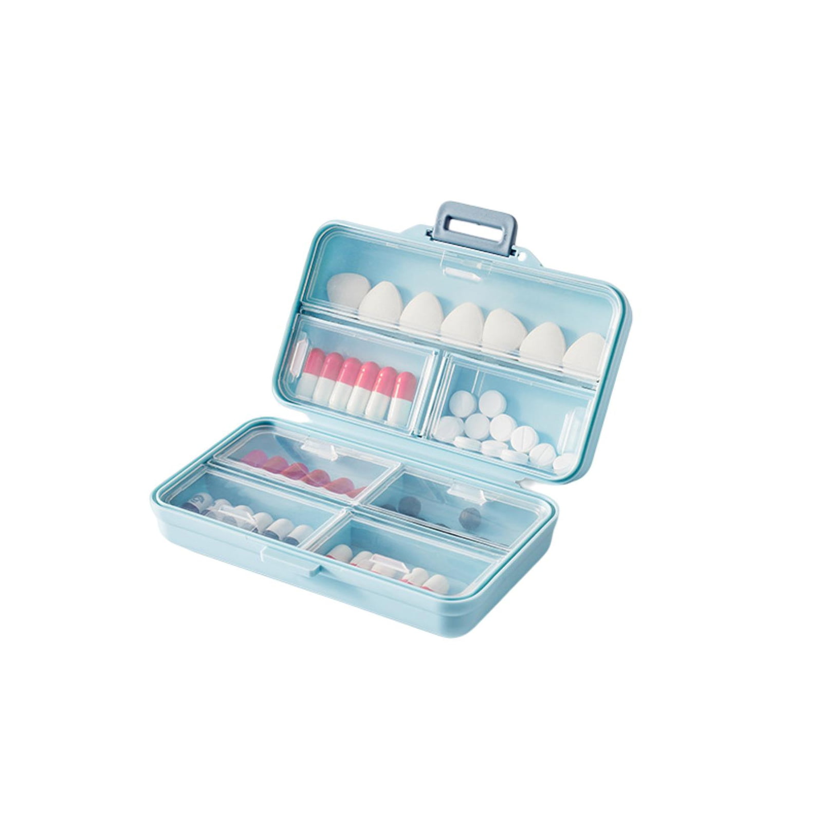 HomeCozy Pill Storage Box Food Grade Compact Size Multi-compartments ...