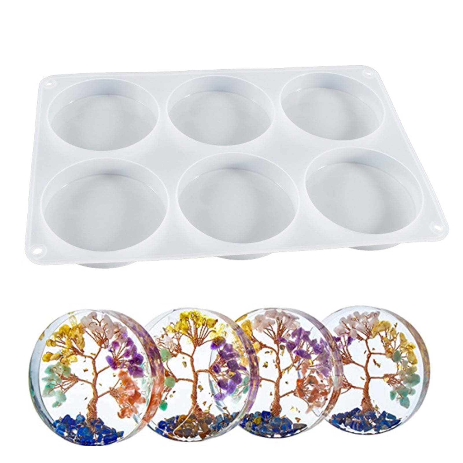 HomeCozy Silicone Resin Molds for Epoxy Large Round Mold with 6 ...