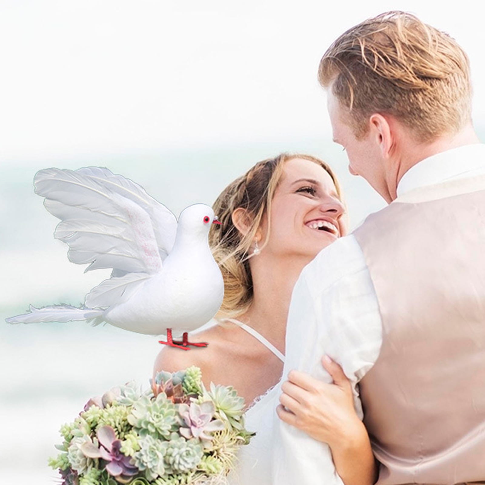 HomeCozy Simulation Foam Dove 3D Embedded Eyes Real Feather Attachment ...