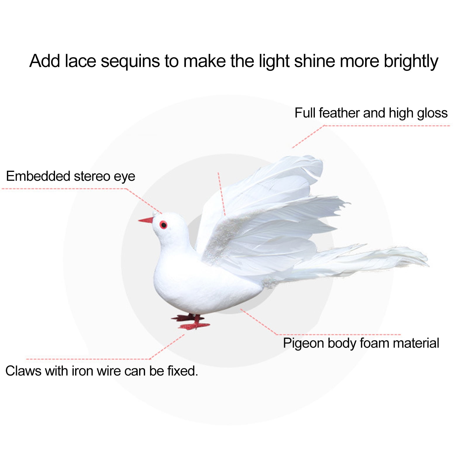 HomeCozy Simulation Pigeon Vivid 3D Eyes Sequins Design Realistic ...