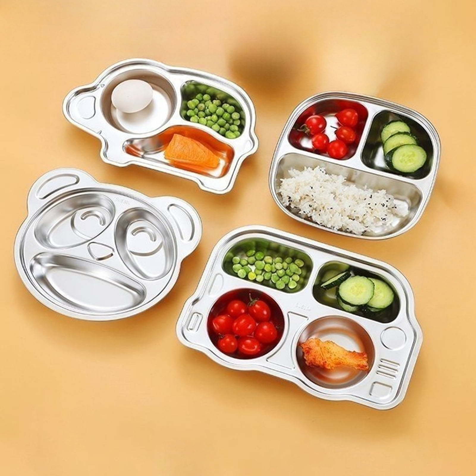HomeCozy Stainless Steel Dinner Plate for Kids Cartoon Design Divided ...