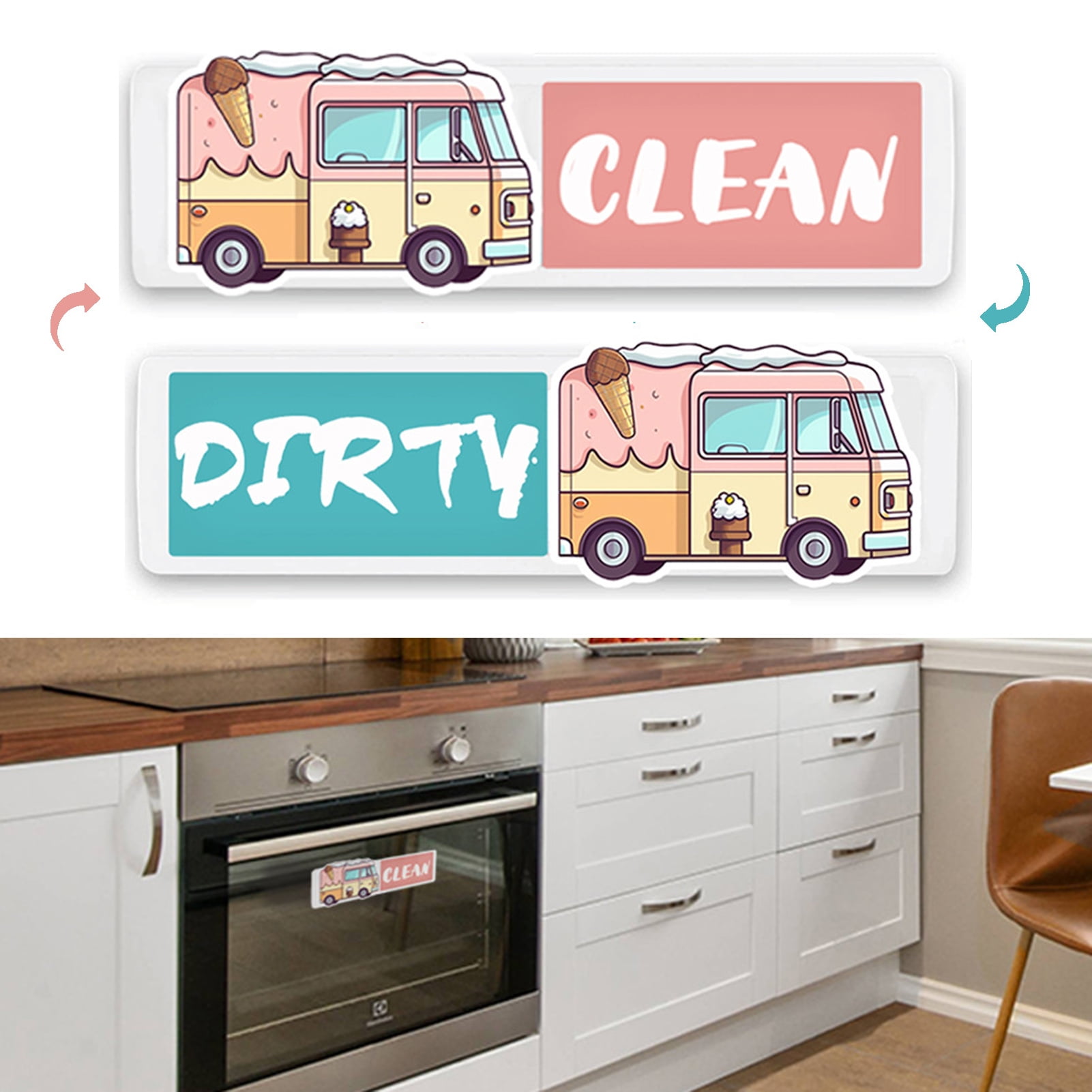 HomeCozy Sticker Dishwasher Magnet Clean Dirty Sign Strong Universal ...