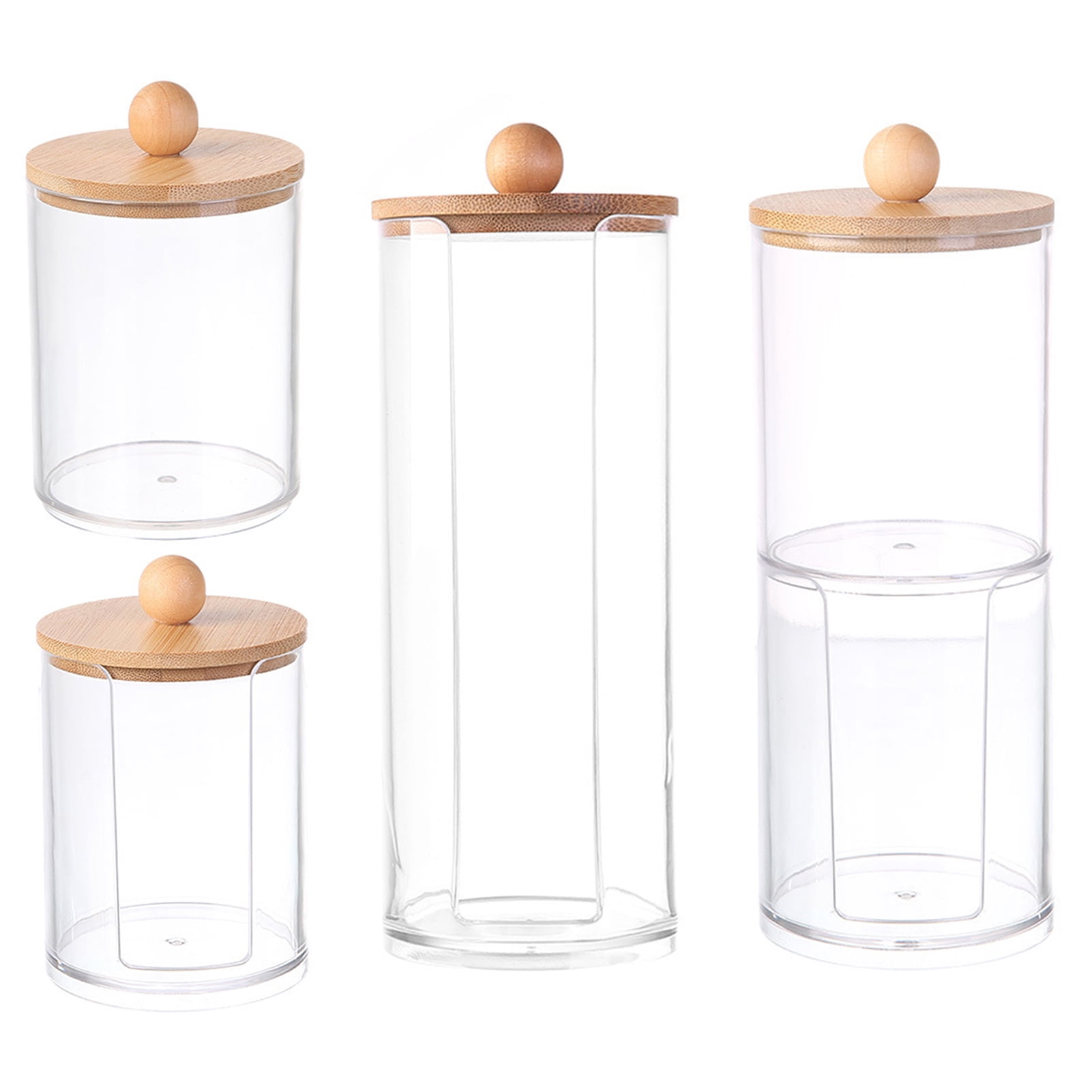 HomeCozy Storage Box Cotton Swabs Organizer with Lid Transparent Design ...