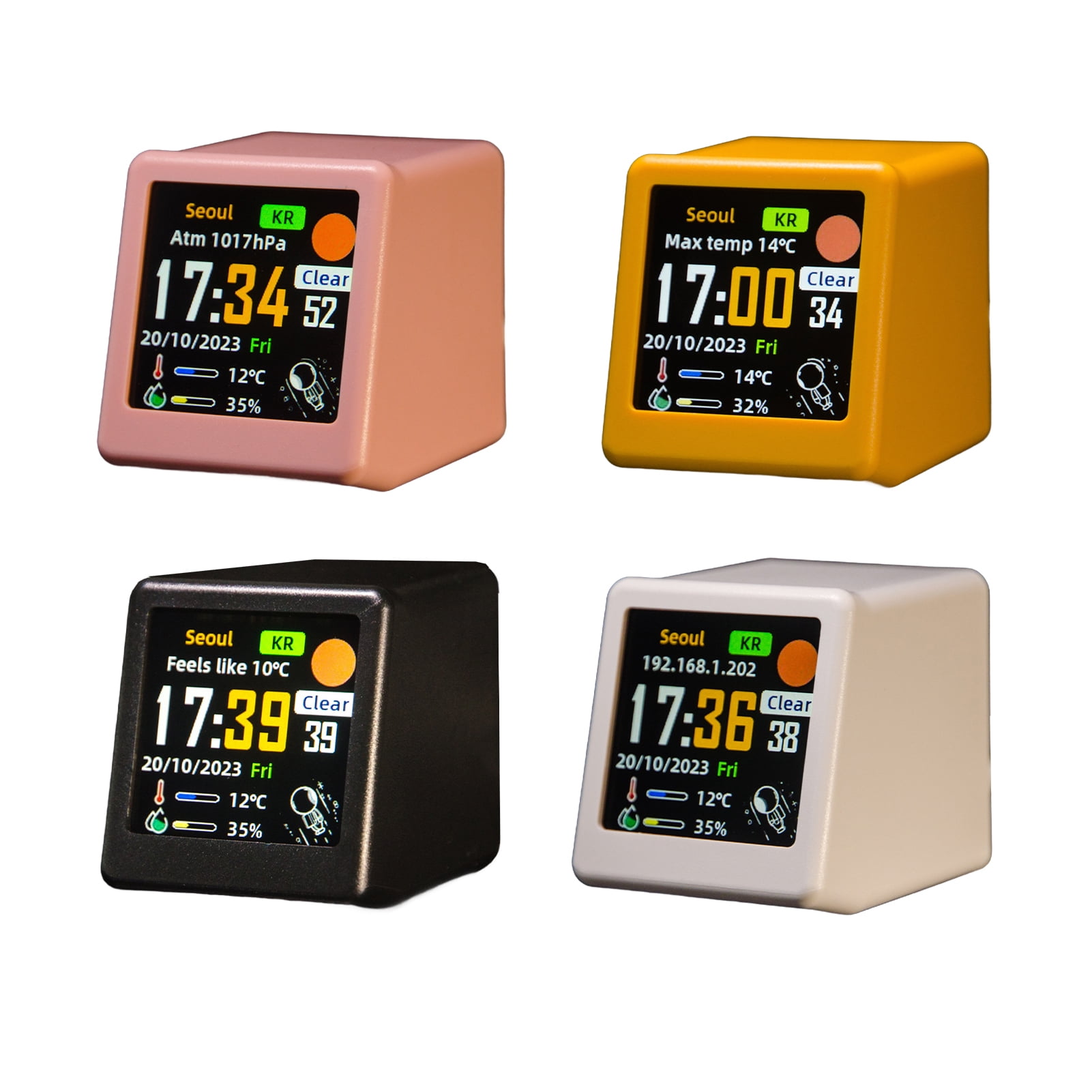 HomeCozy WIFI Mini Clock Cartoon Display Weather Calendar Time Date ...