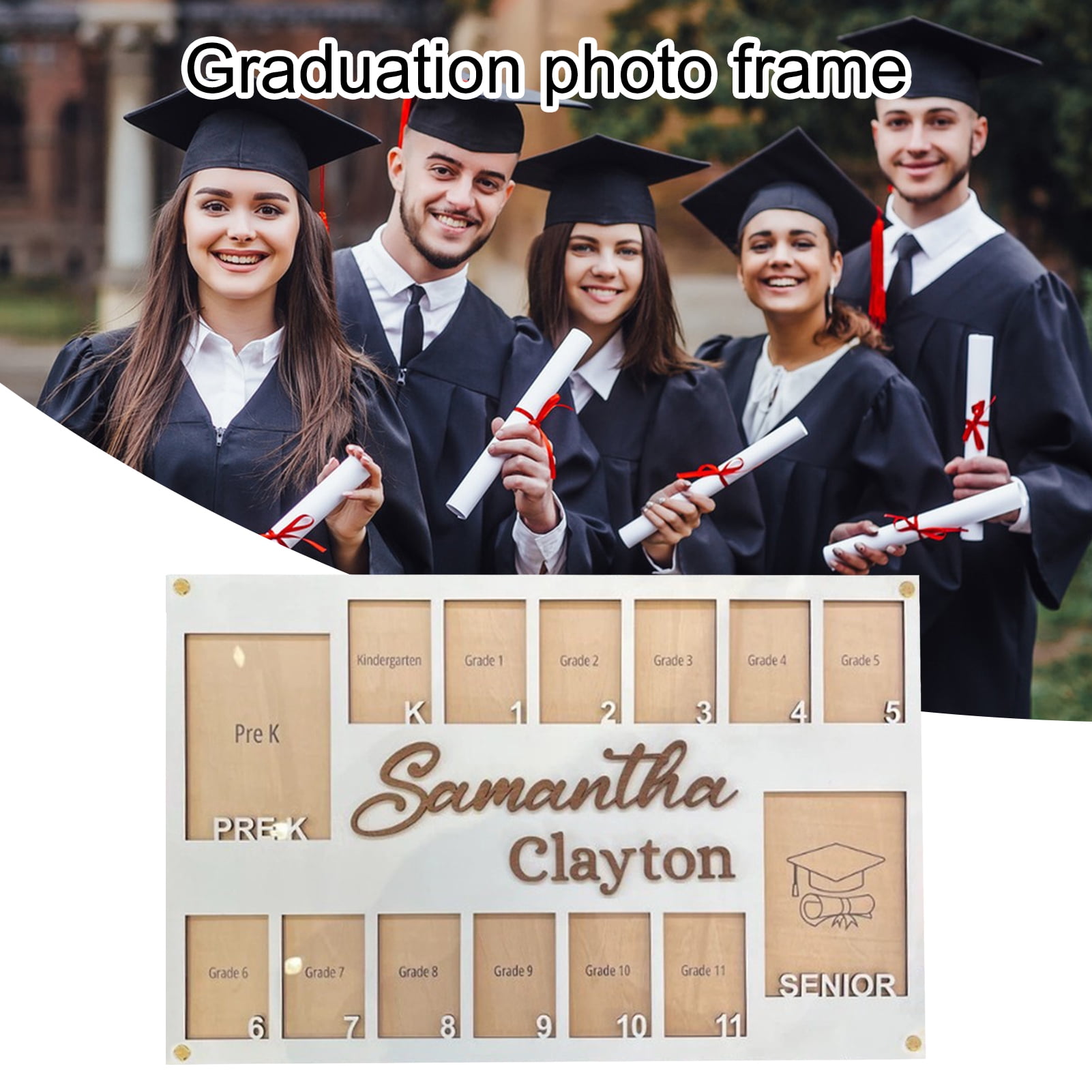 HomeCozy Wooden School Photo Frame Pre-k to 12 School Years Keepsake ...