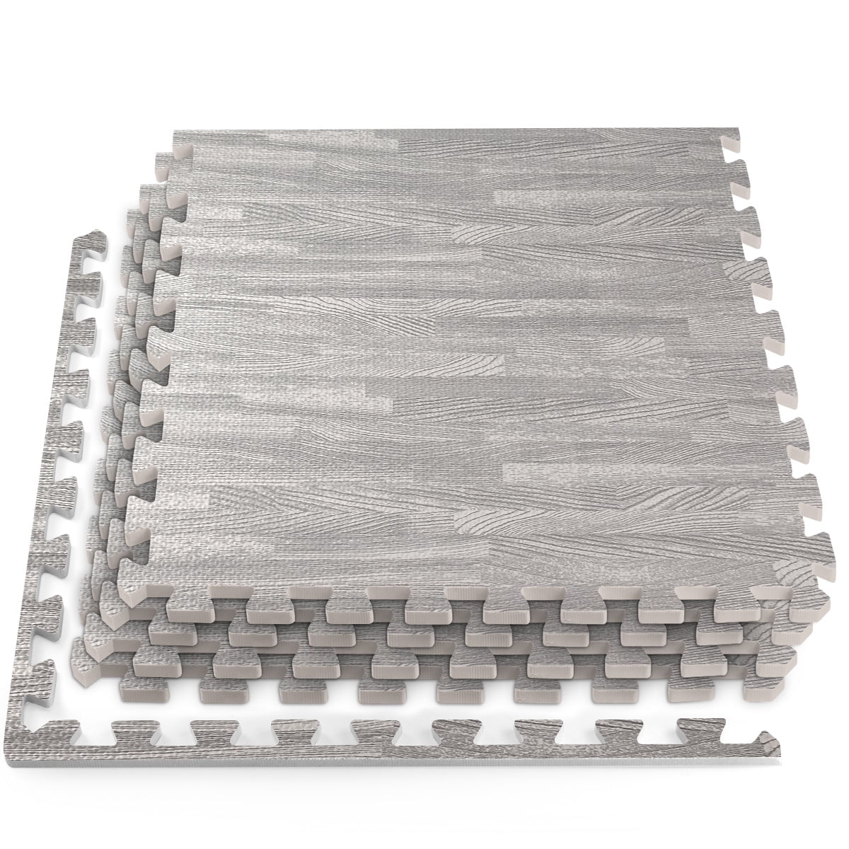 HomeCube USA 3/8” EVA Wood Grain Gym Floor Tiles, Anti-Fatigue Padding ...