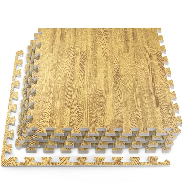 HomeCube USA 3/8 inch Thick Interlocking Wood Grain Foam Tiles, Anti ...