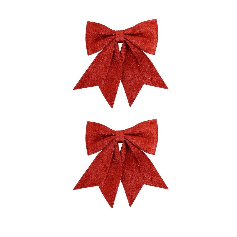 HomeDM 2Pcs Red Christmas Bows Decorations 5.9" X 4.9" Xmas Wreath Bows ...