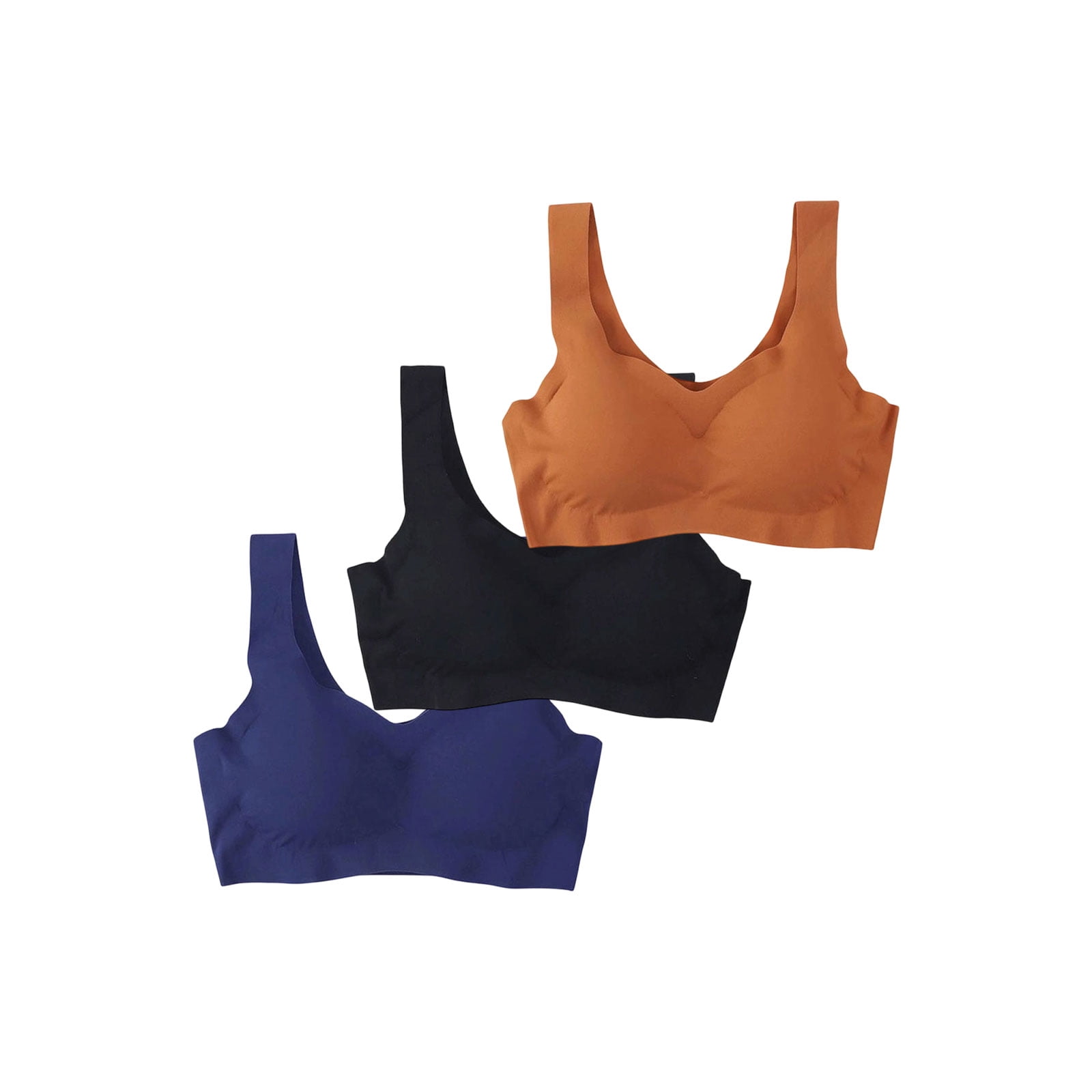HomeDM 3 Pack Wireless Bras for Women Seamless Push Up T-Shirts Bras ...