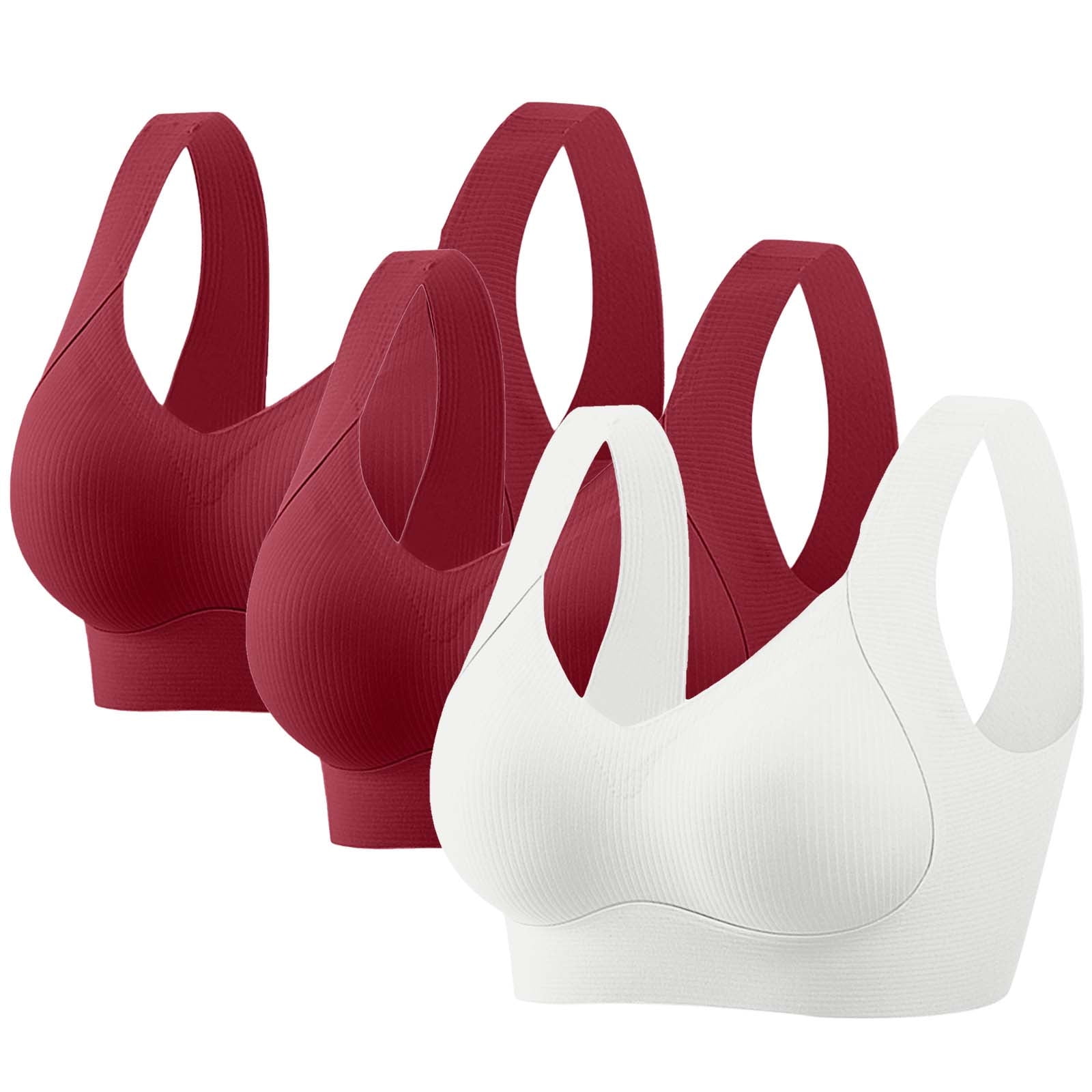 HomeDM 3PCS Wireless Bras for Women Push Up Full Coverage Bralette No ...