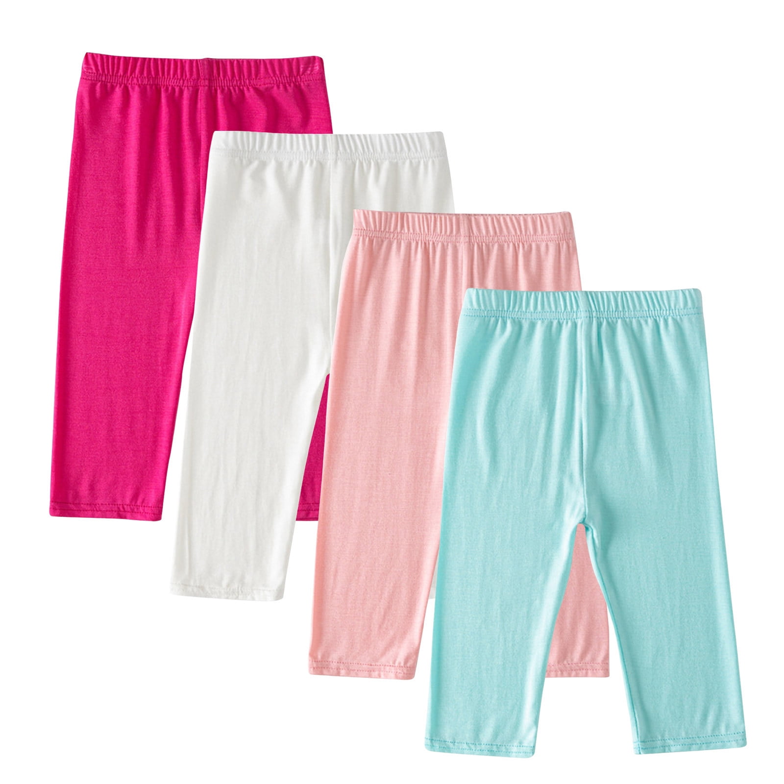 HomeDM 4 Pack Girls Capri Leggings 3/4 Pants Toddler Girls Basic Solid ...