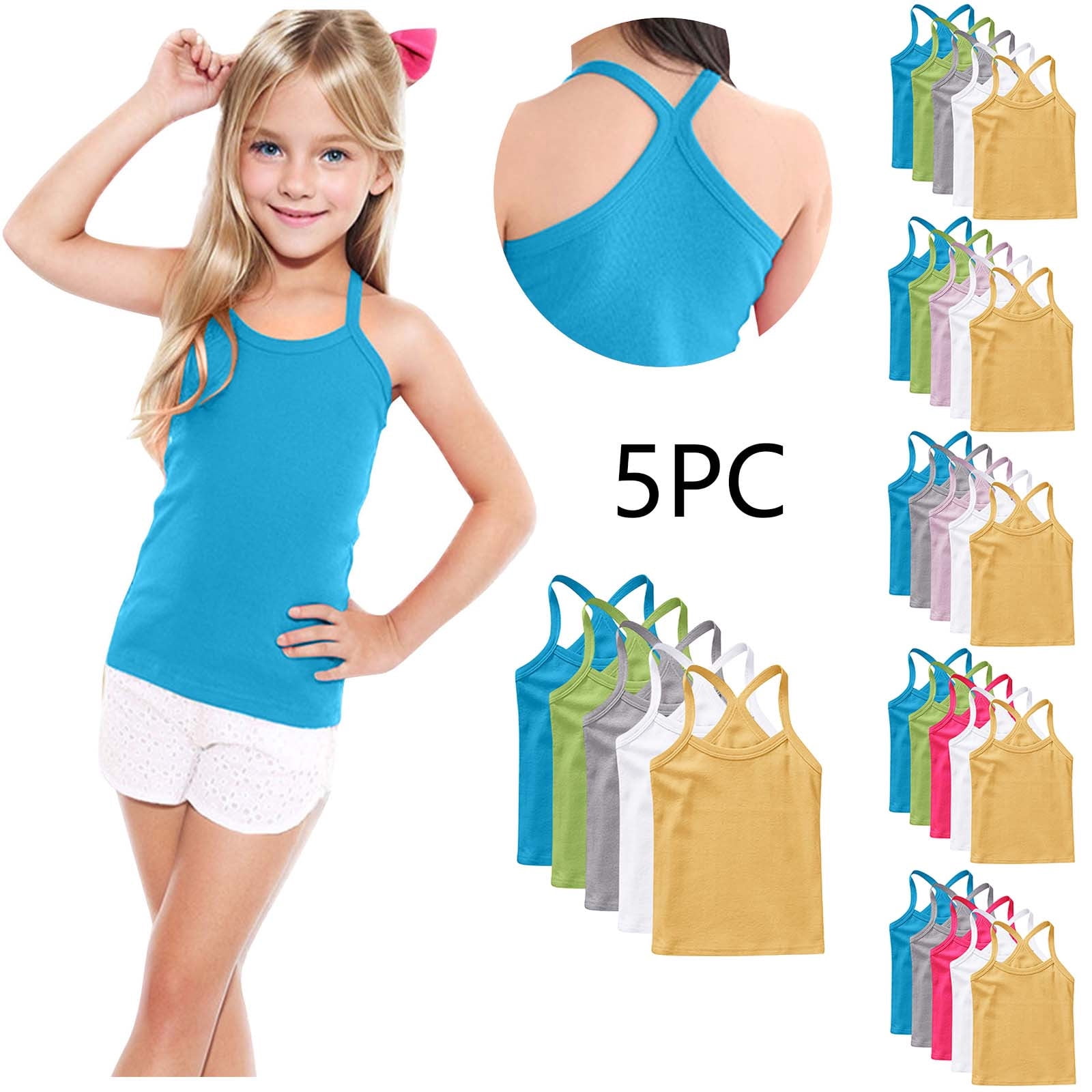 HomeDM 5 Pieces Girls Dance Tank Tops Racerback Crop Top Scoop Neck ...