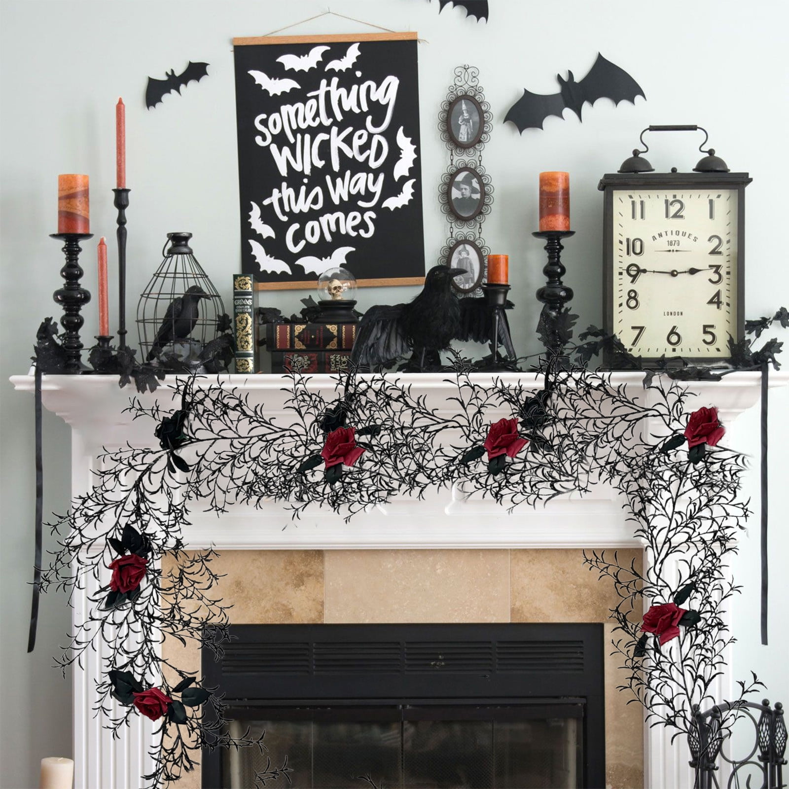 HomeDM Artificial Fall Ivy Garland, Halloween Fake Maple Leaves Hanging ...