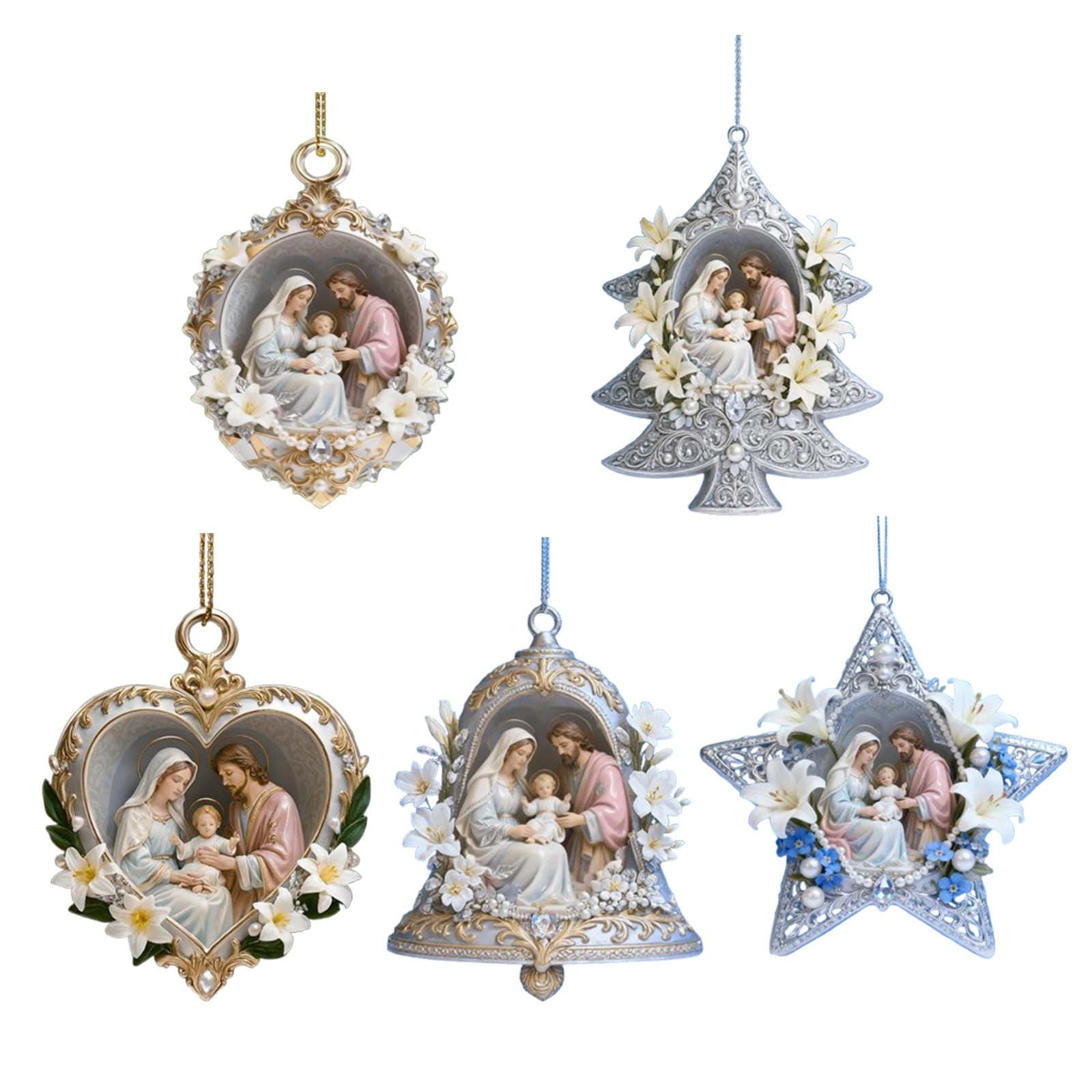 HomeDM Christmas Nativity Ornament - 2D Flat Acrylic Nativity Scene ...