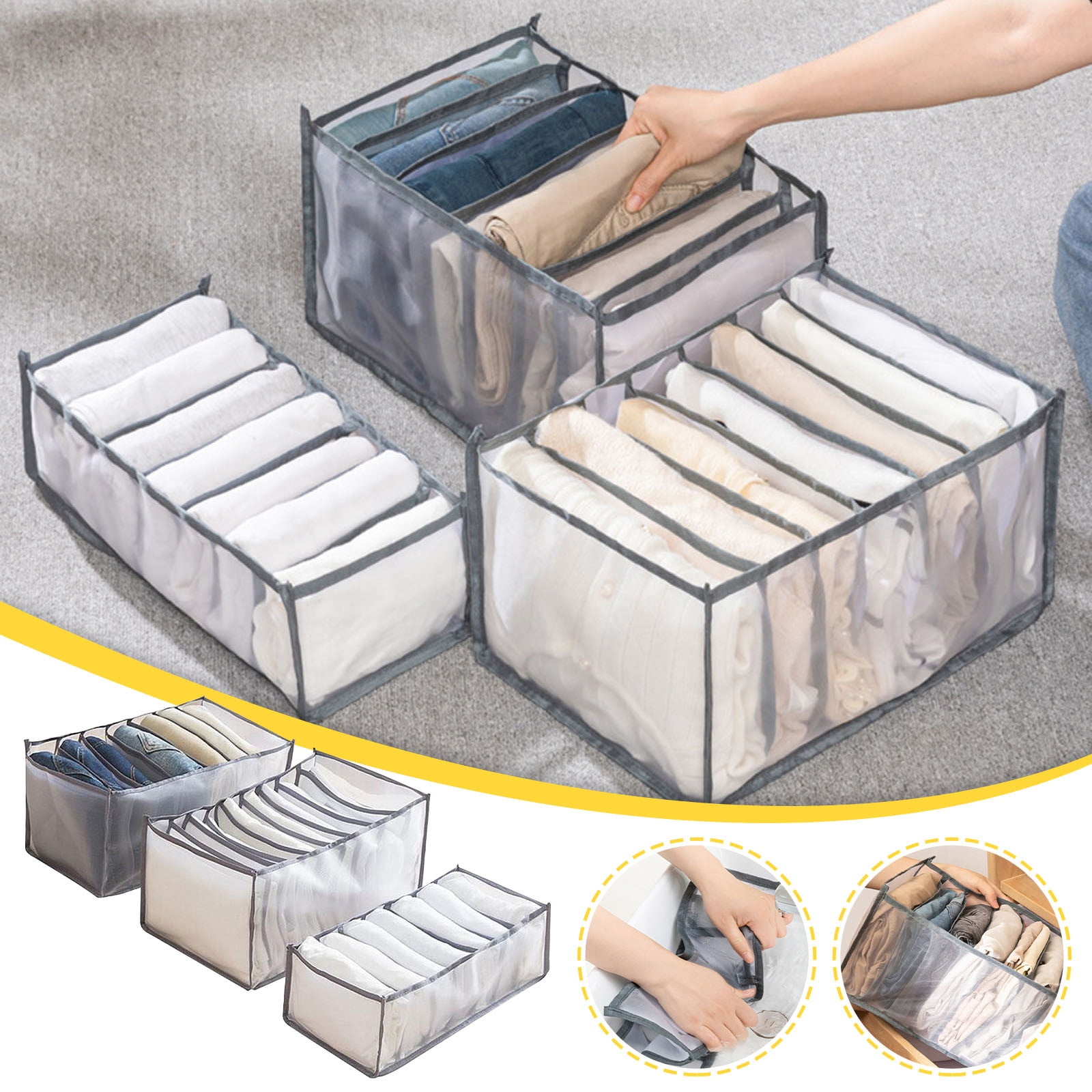 HomeDM Clearance! 3pcs Mesh Clothes Organizer, Folded Clothes Organizer ...