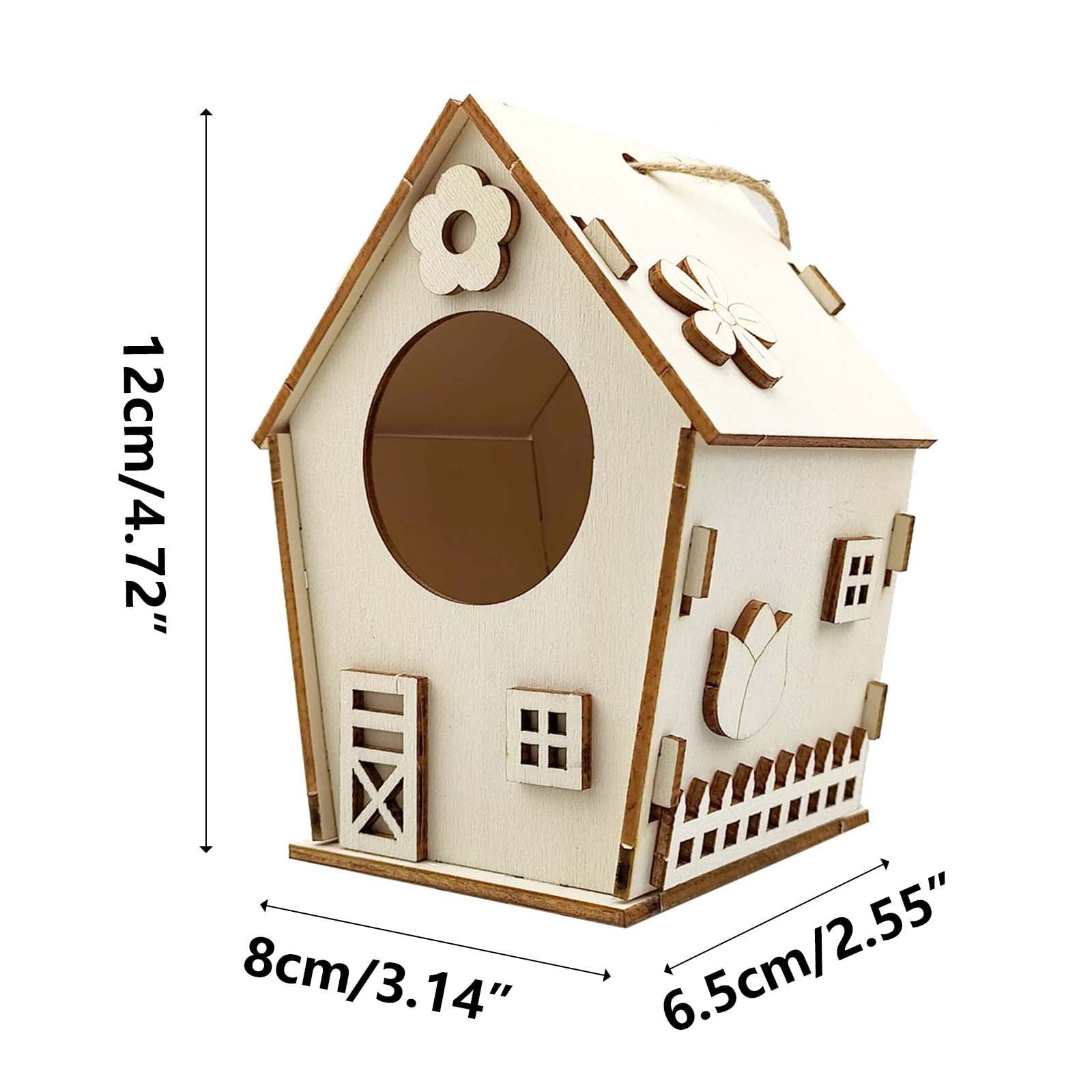 HomeDM Wooden Bird House, Hanging Birdhouse for Outside, Garden Patio ...
