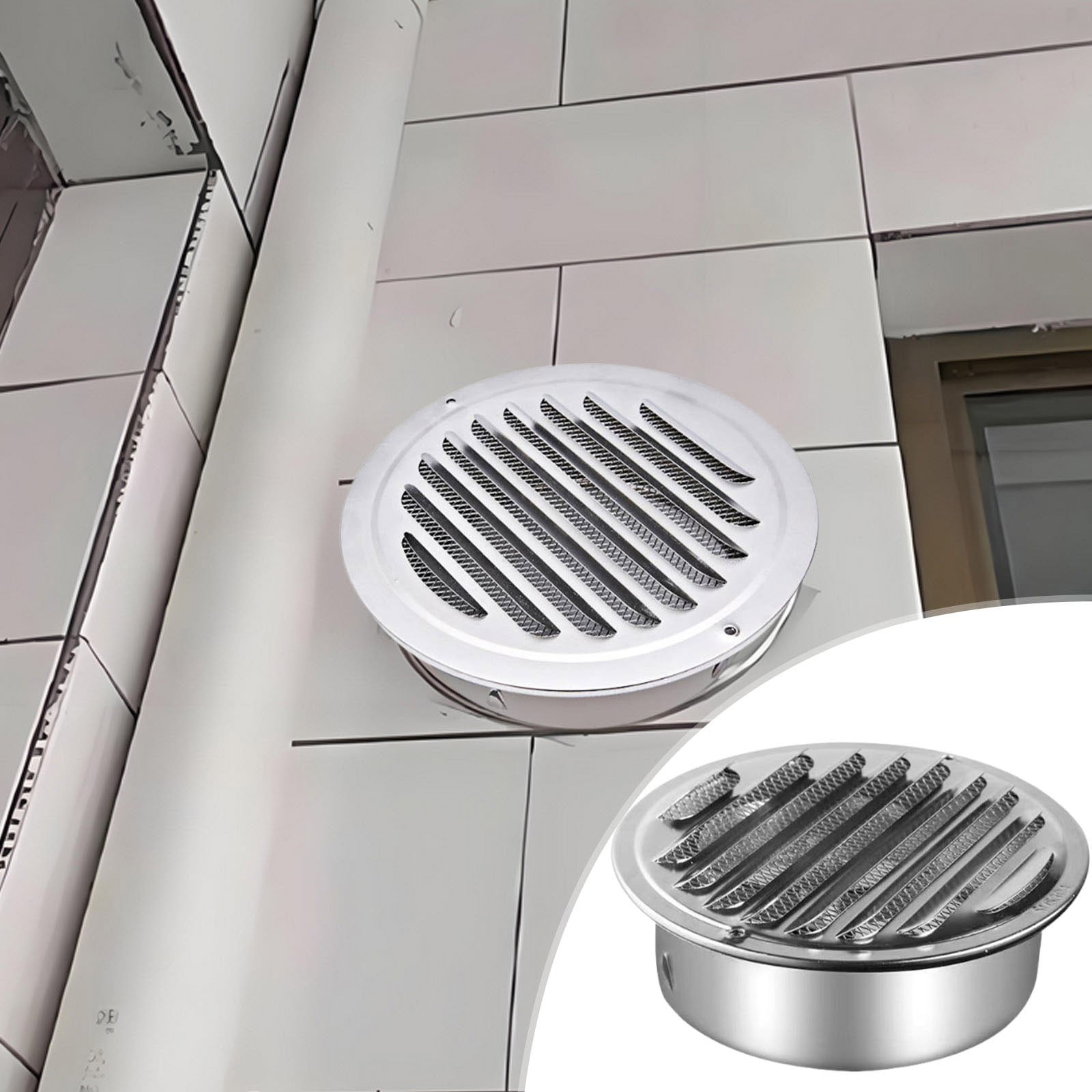 HomeDM Dryer Vent Cover, 301 Stainless Steel Round Range Hood Vent ...
