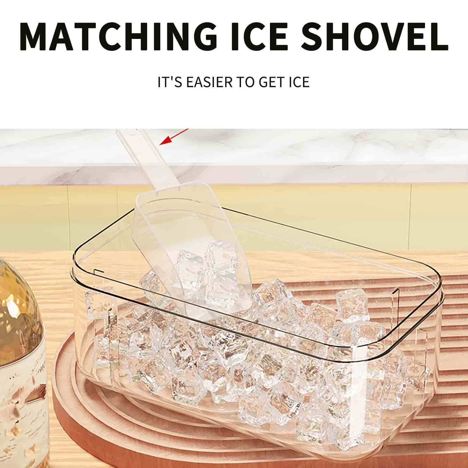 HomeDM Ice Cube Tray with Lid and Bin Silicone Plastic Ice Cube Trays ...