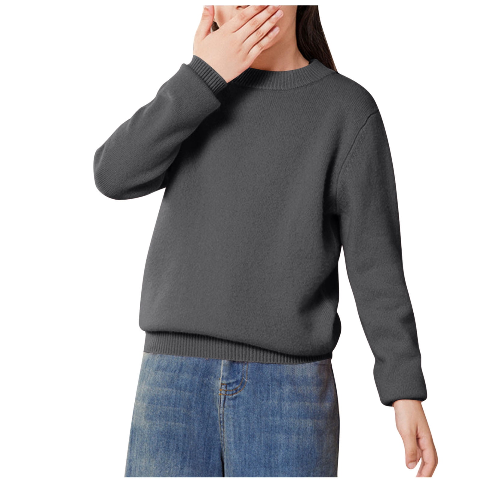 HomeDM Kids Girls Sweaters Boys Crewneck Long Sleeve Pullover Tops Soft ...