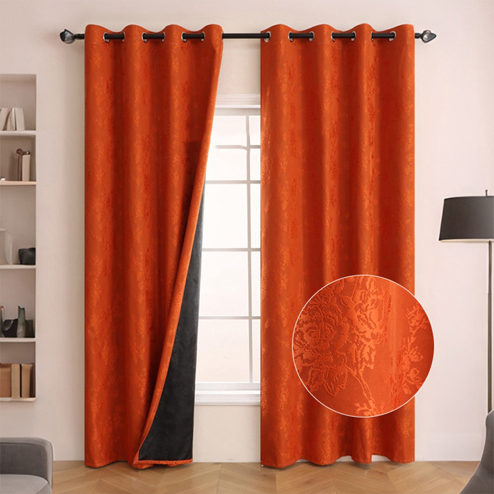 HomeDM Orange/84x51in Blackout Curtains Bedroom Window Drapes One ...