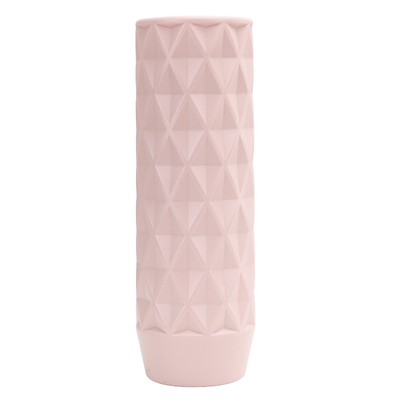 HomeDM Pink Plastic Flower Vases, Ceramic Look Plastic Vase for ...