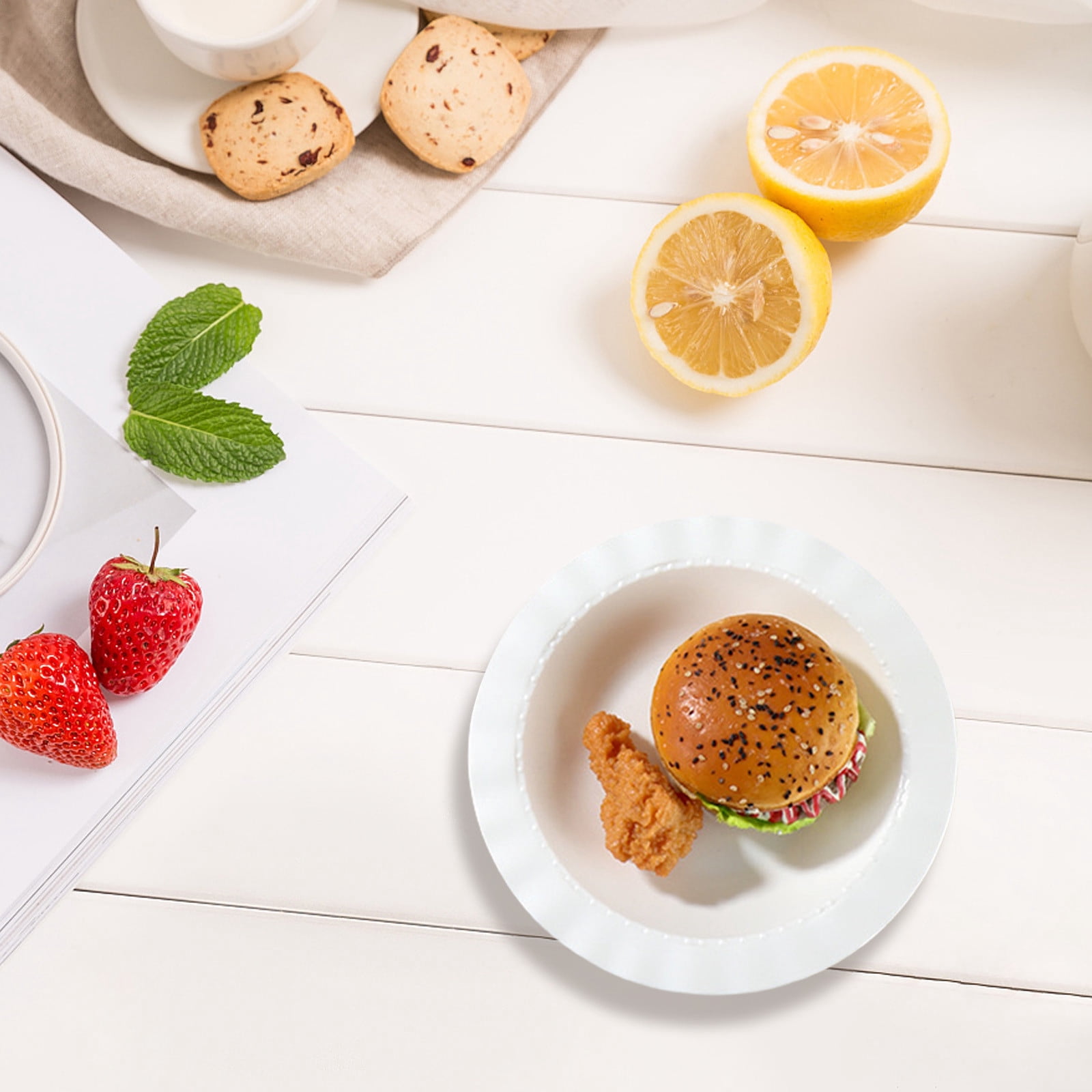 HomeDM Plastic Dinner Plates, Reusable Small Appetizer Plates, BPA Free ...