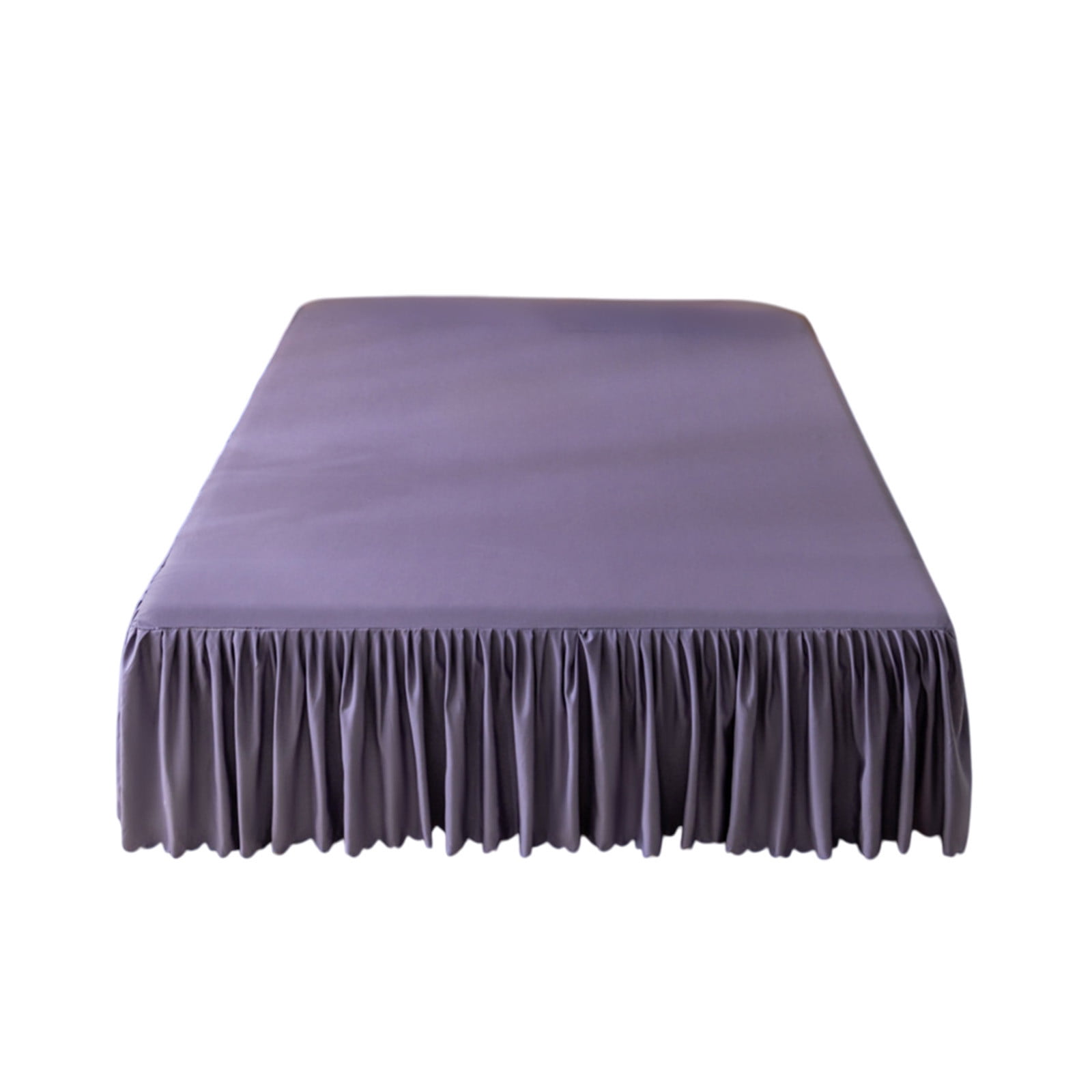 HomeDM Ruffled Bed Skirt - 79"x59", Purple Solid Color Wrap Around Dust ...
