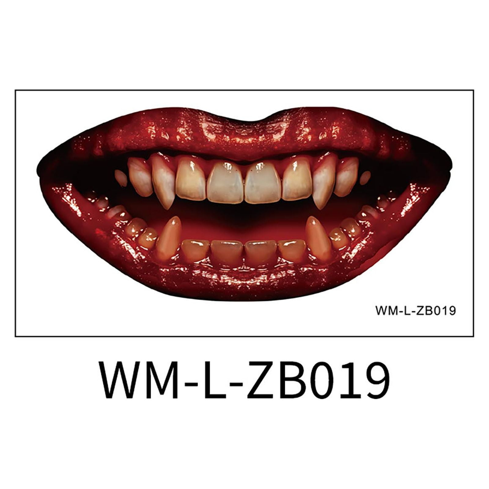 HomeDM Scary Big Mouth Temporary Tattoo,Halloween Realistic Face ...