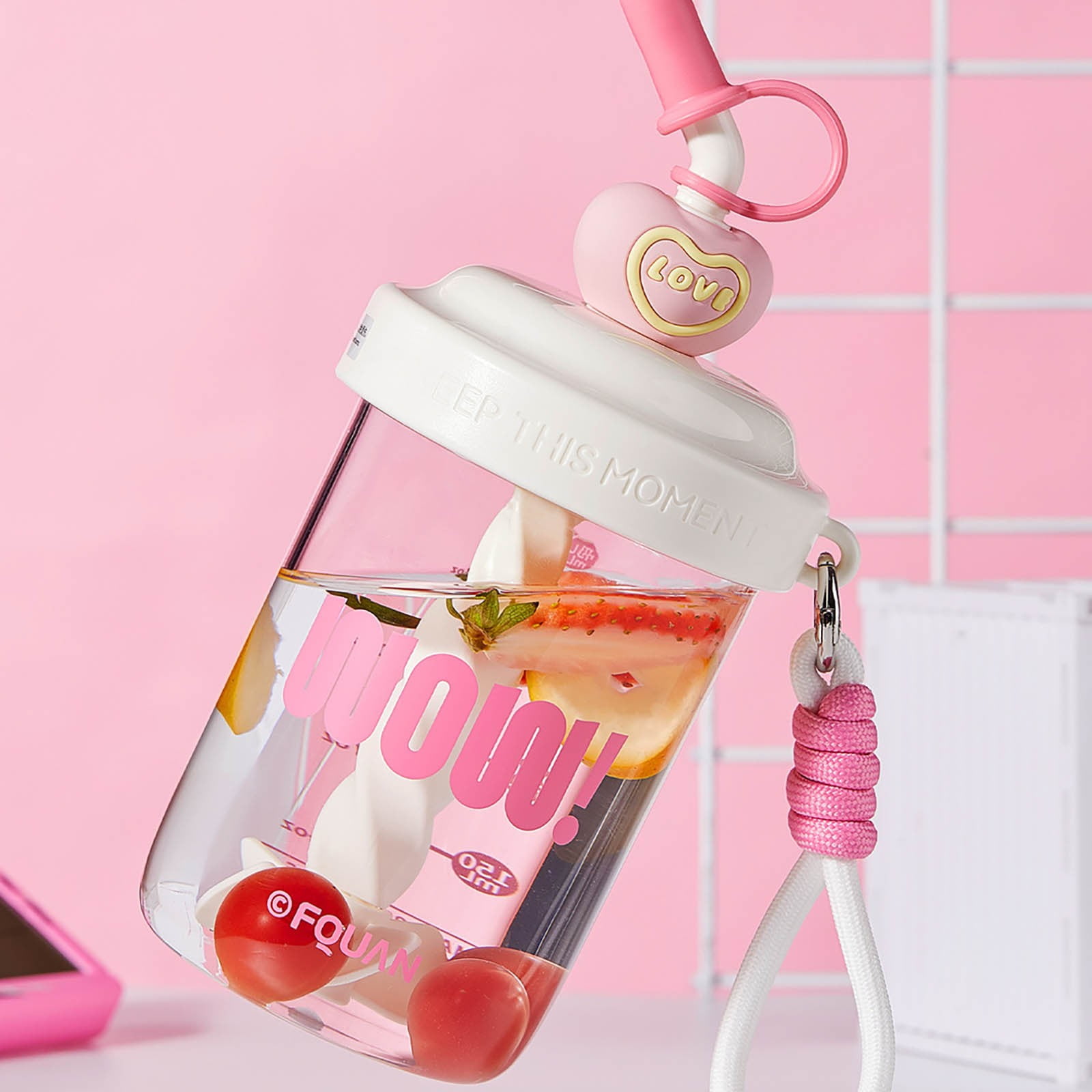 HomeDM Stirring Cup Mixing Cup 580ml Plastic Water Cup Cute Handheld ...