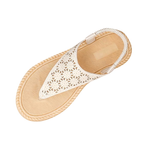 HomeDM Women's Flat Flip Flops Open Toe Elastic Ankle Strap Thong ...