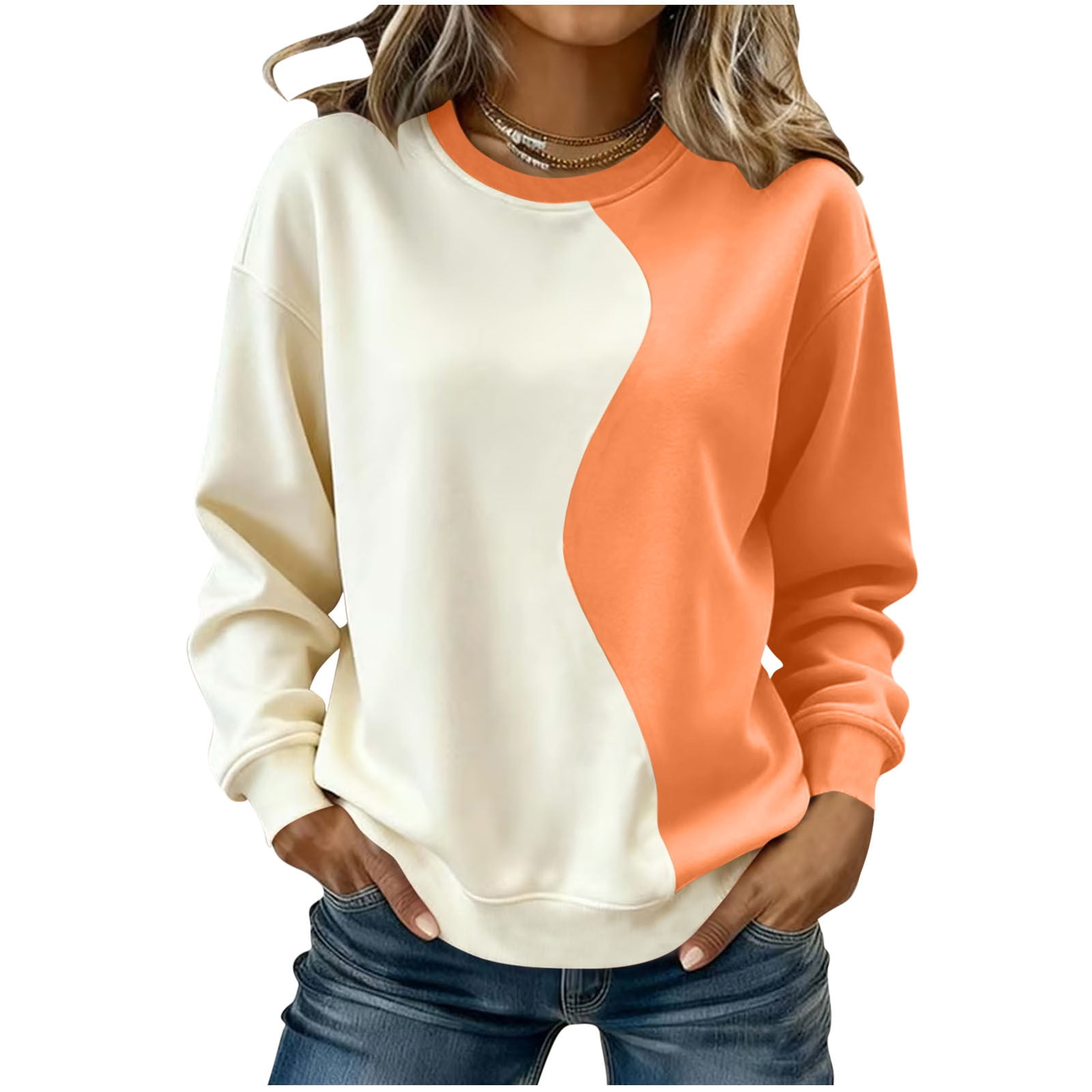 HomeDM Women's Sweatshirts Long Sleeve, Crew Neck Casual Shirts Color ...