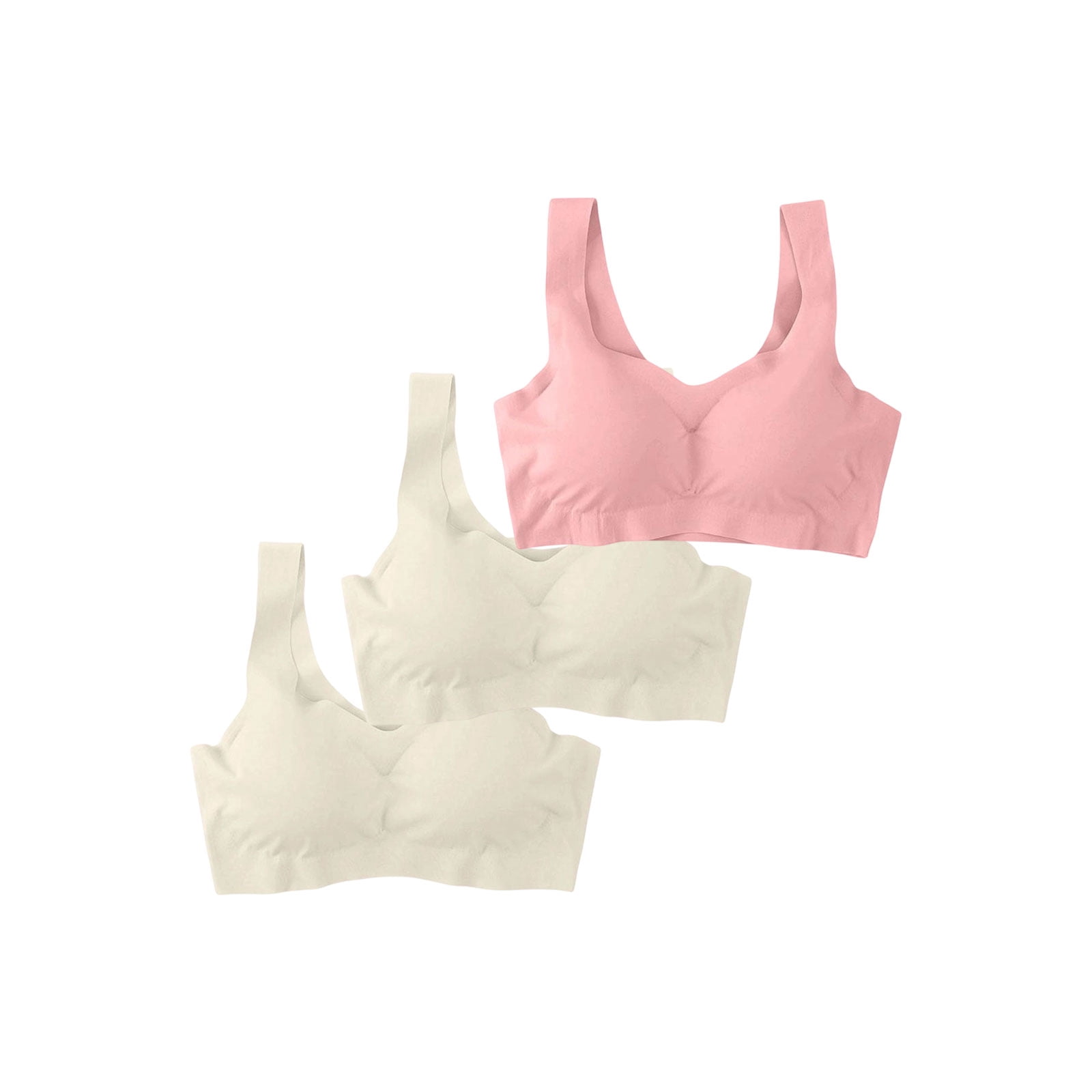 HomeDM Womens Seamless Bras 3 Pack Wireless T-Shirt Bralettes Full ...