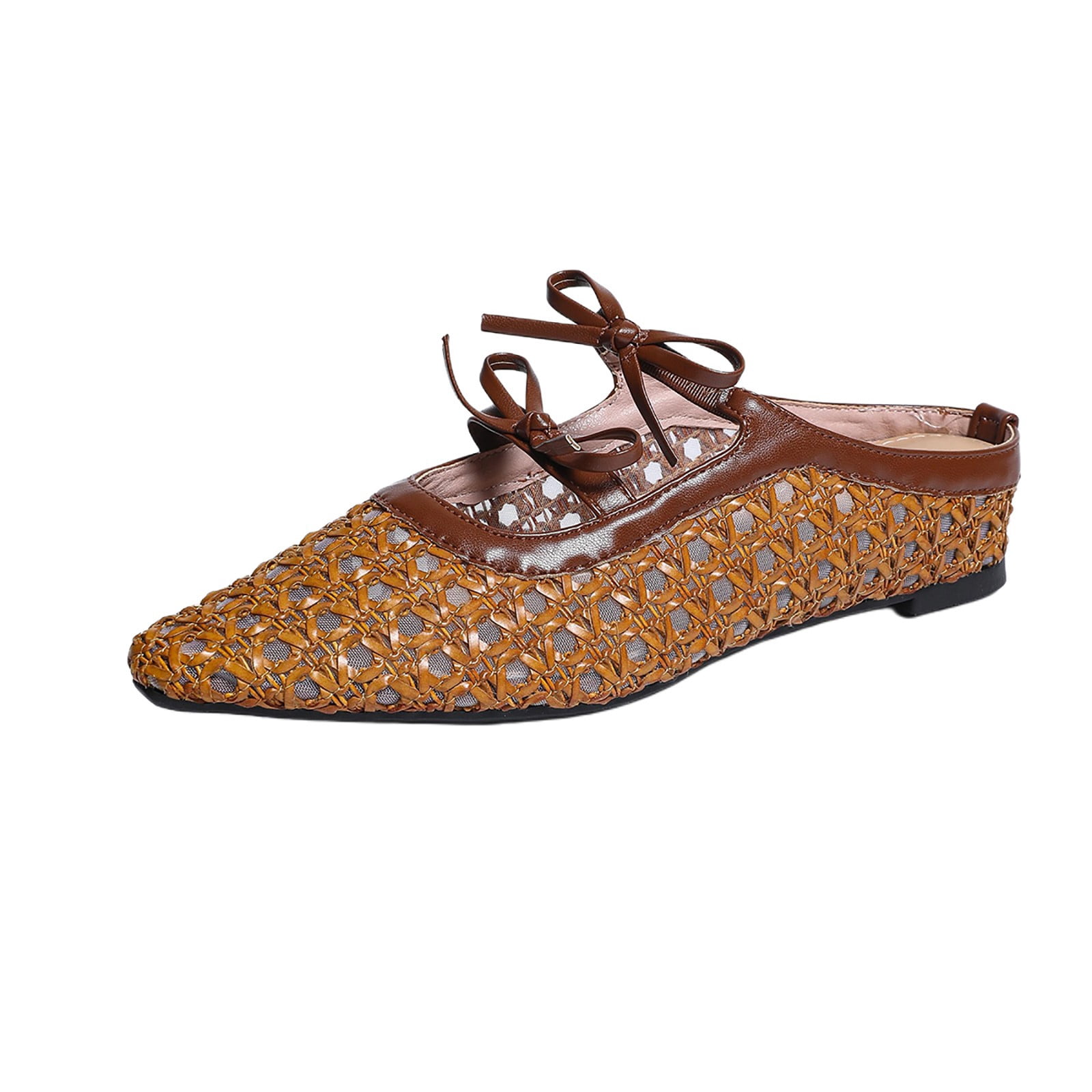 HomeDM Womens Woven Mesh Mary Jane Flats Closed Pointed Toe Slip-On ...