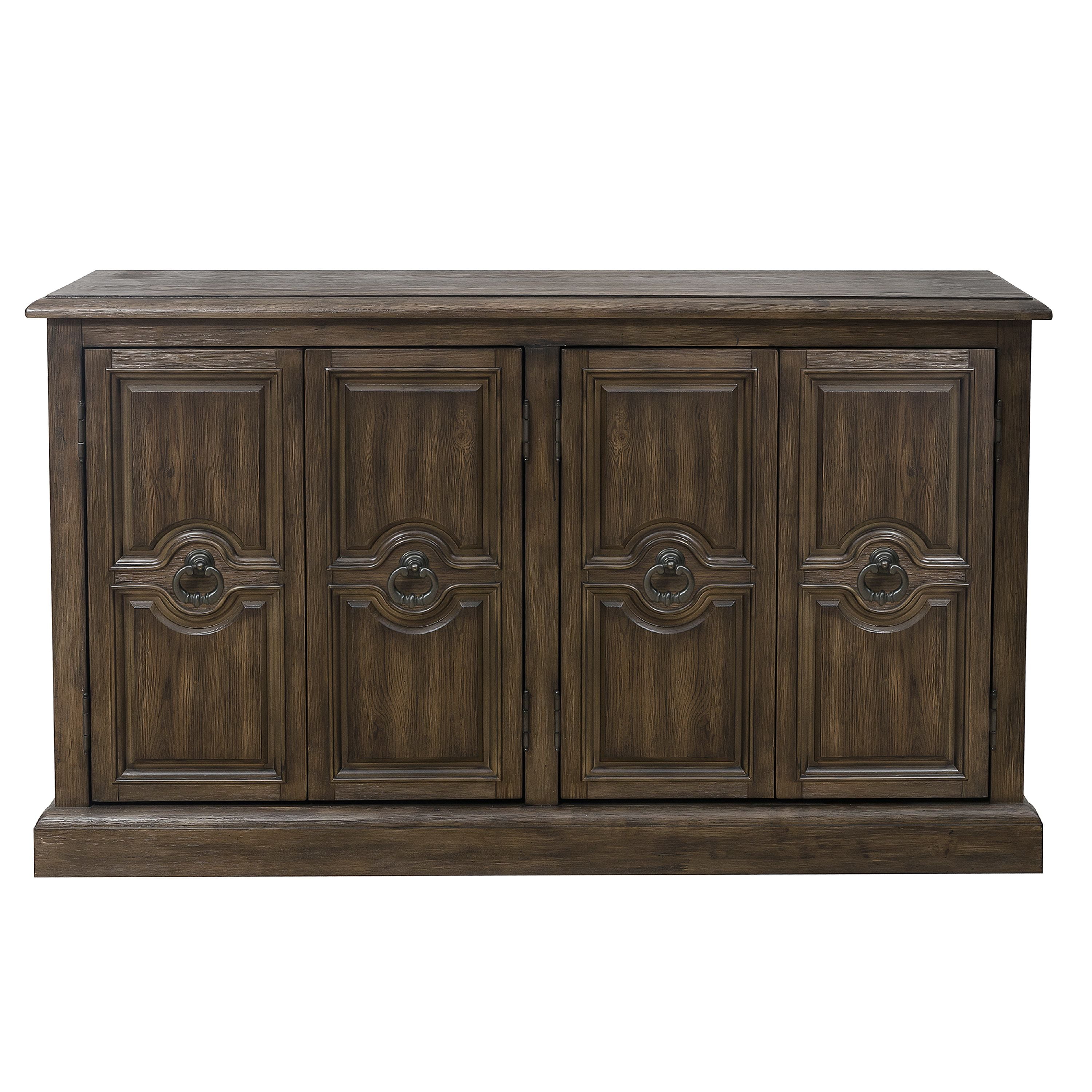 Home Fare Four Door Carved Console in Oak Brown - Walmart.com