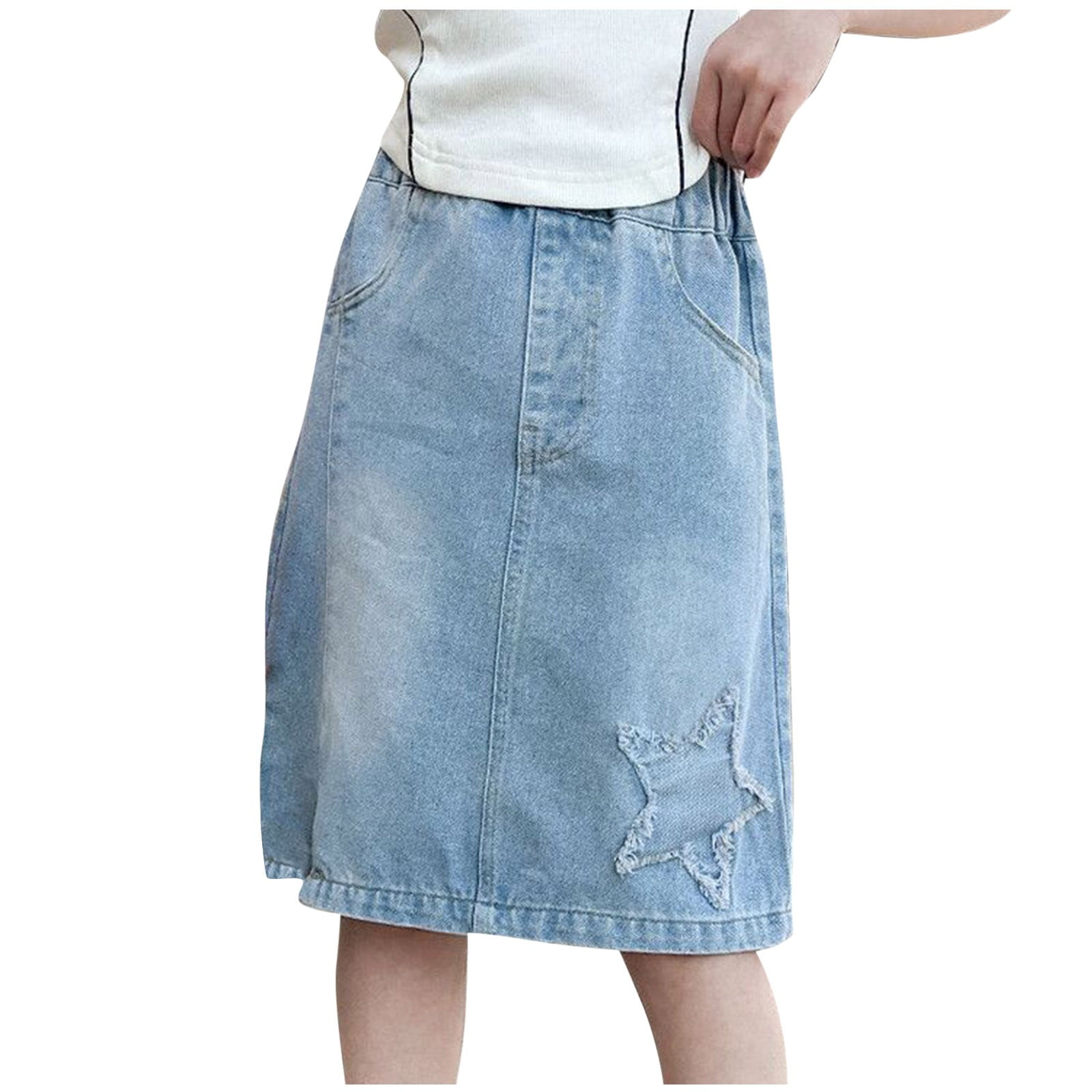 HomeGardon Back to School Skirts for Girls Girl's Denim Skirt Big Girl ...