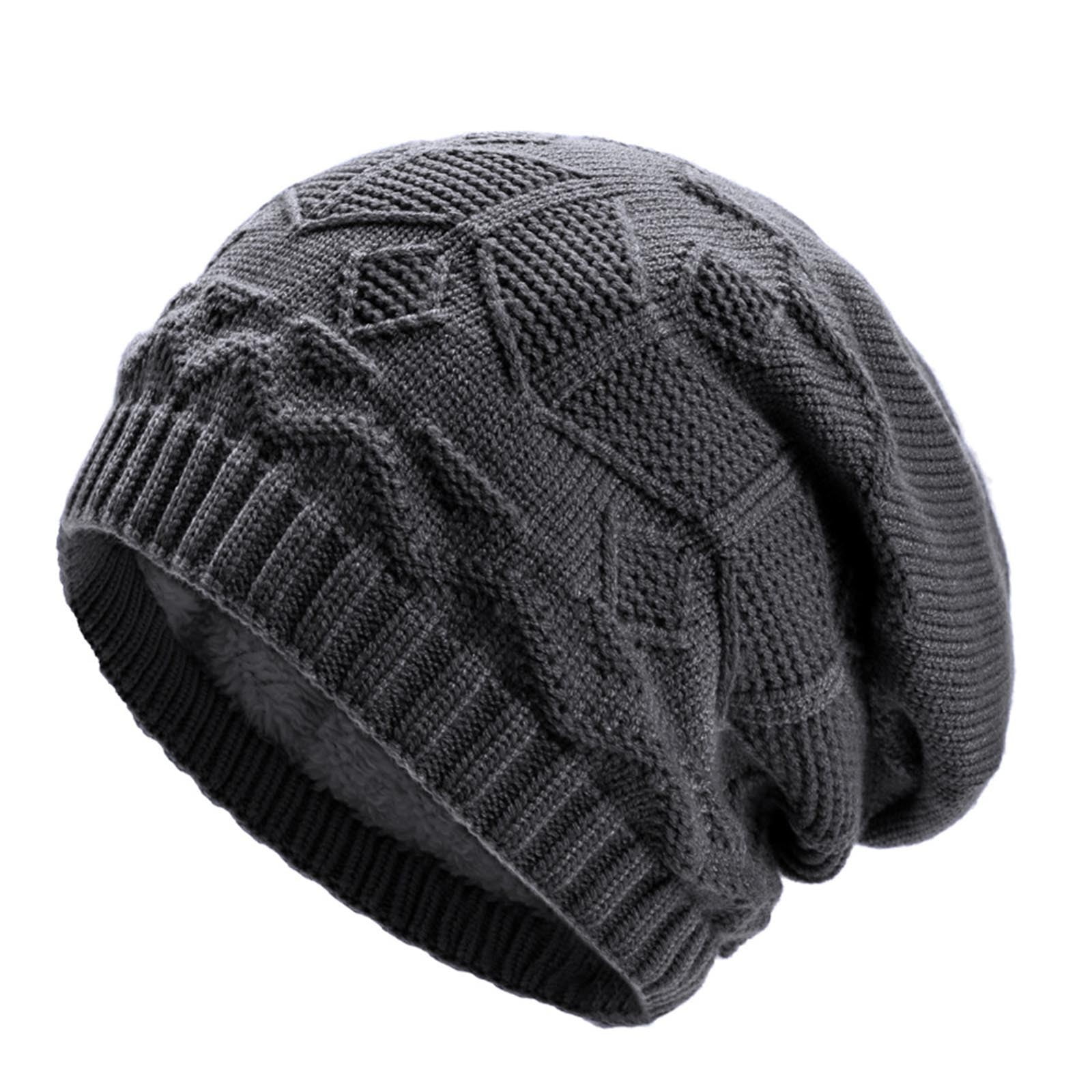 HomeGardon Winter Beanie Hat Folding Pile Cap Elastic Yarn Cap ...