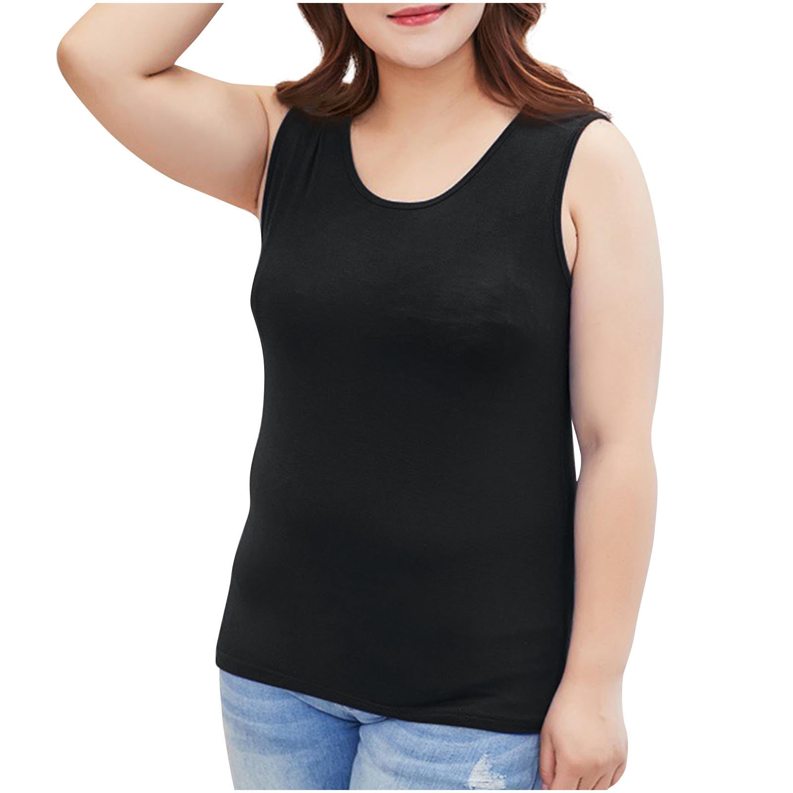 HomeGardon Women's Tops Plus Size Cotton Camisole Shelf Bra Spaghetti ...