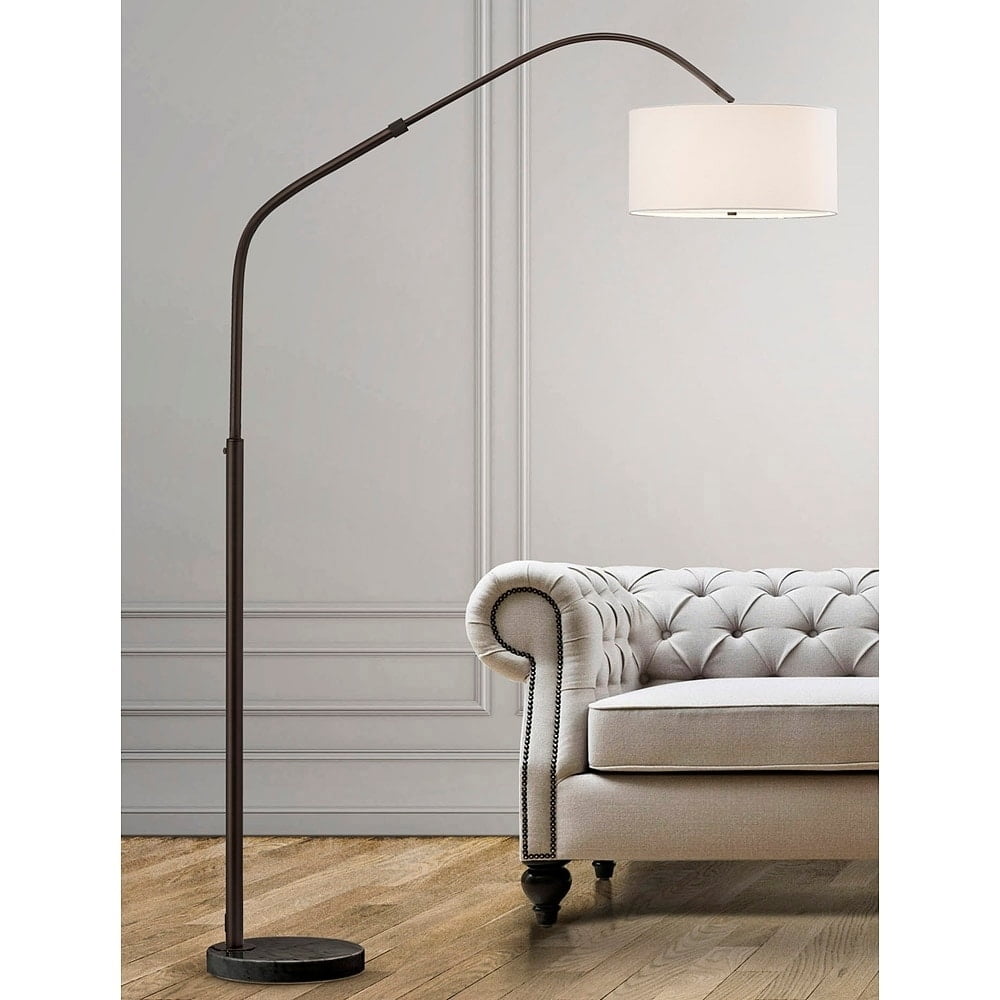 HomeGlam Aero 81"H Retractable Dark Bronzel Arch Floor Lamp with White ...