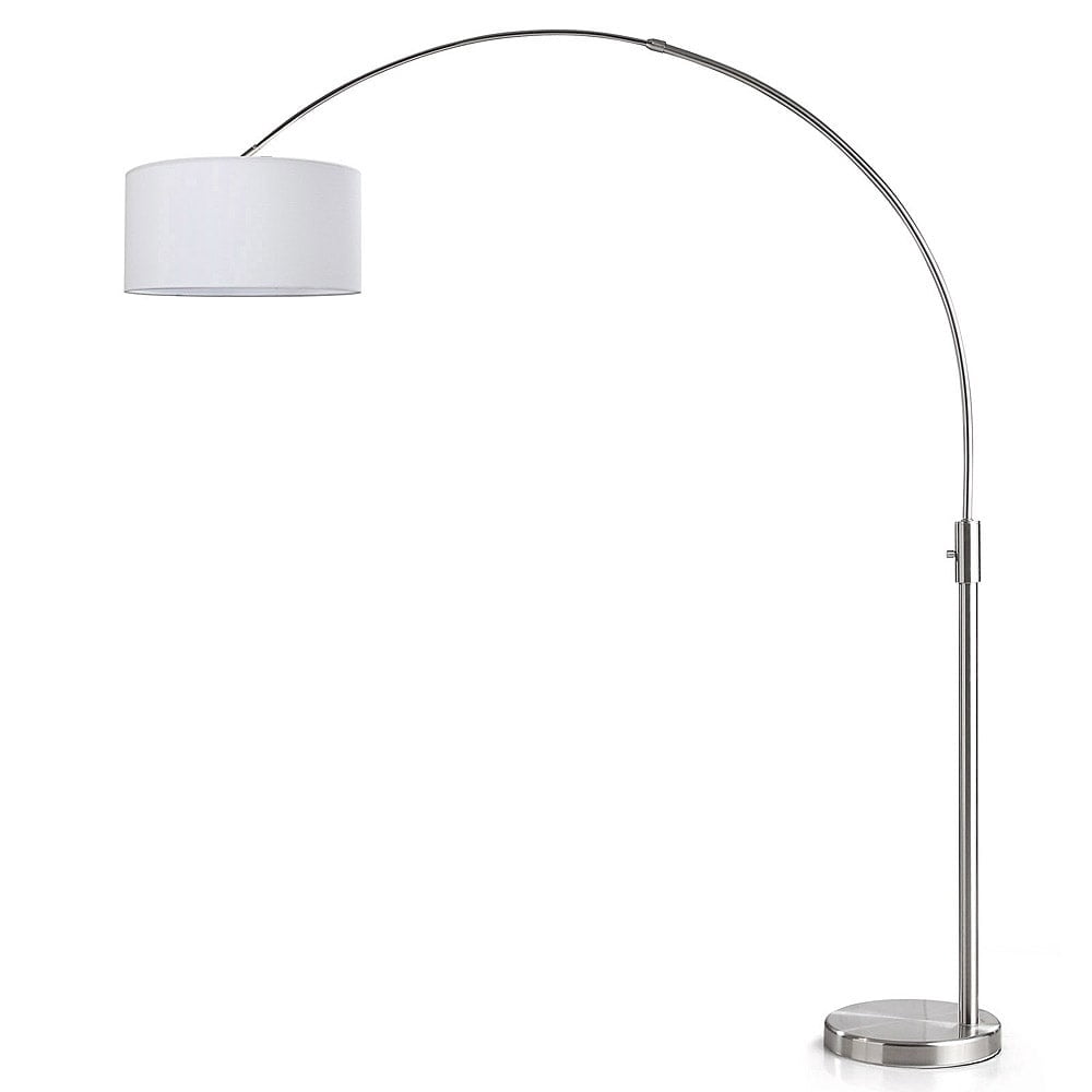 HomeGlam ORBITA Brushed Nickel LED Retractable Arc 82-Inch Dimmable ...