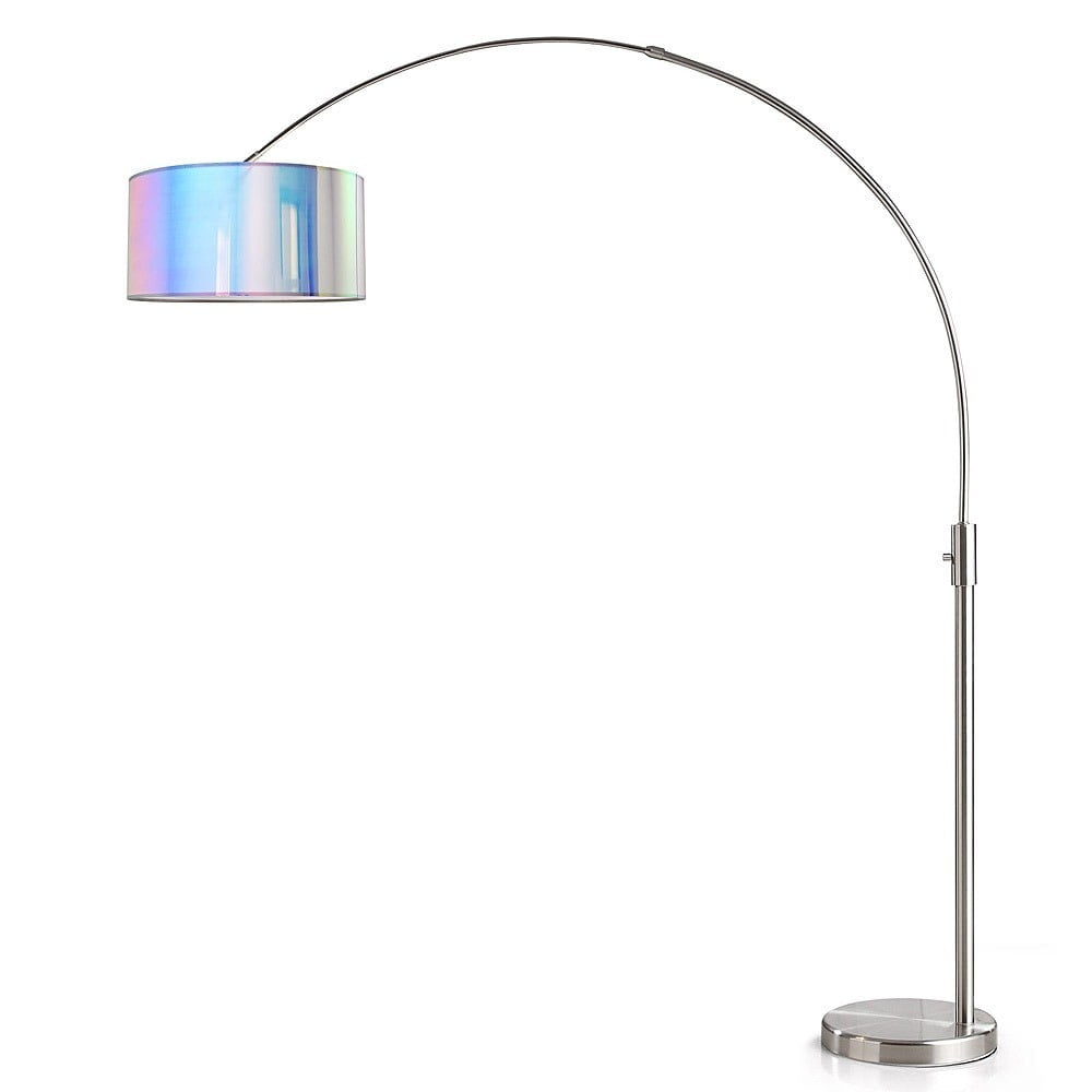 HomeGlam Orbita 82-inch Brushed Nickel Retractable Arch Dimmable Floor ...