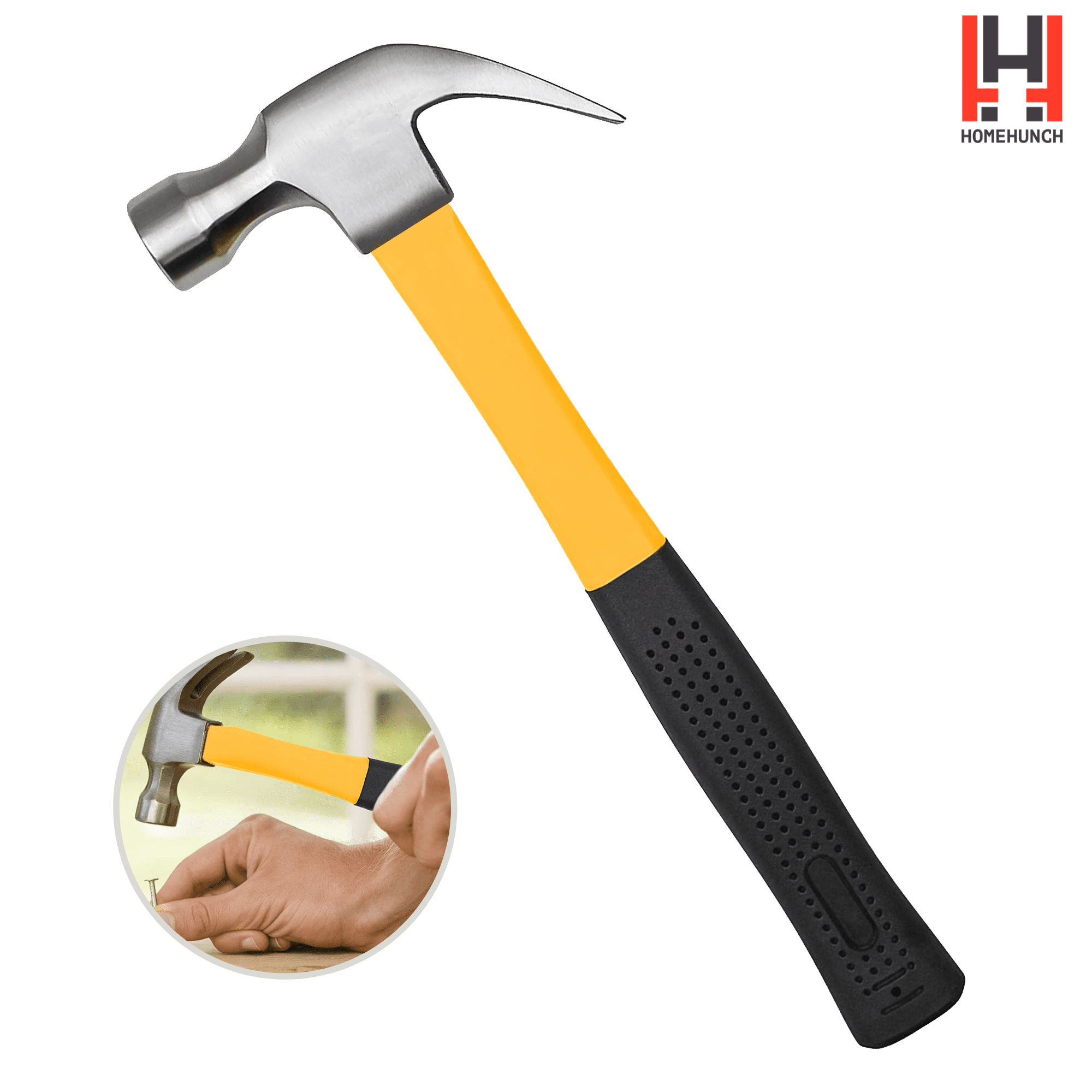 HomeHunch Claw Hammer with Fiberglass Handle Hand Tools Framing Ripping ...