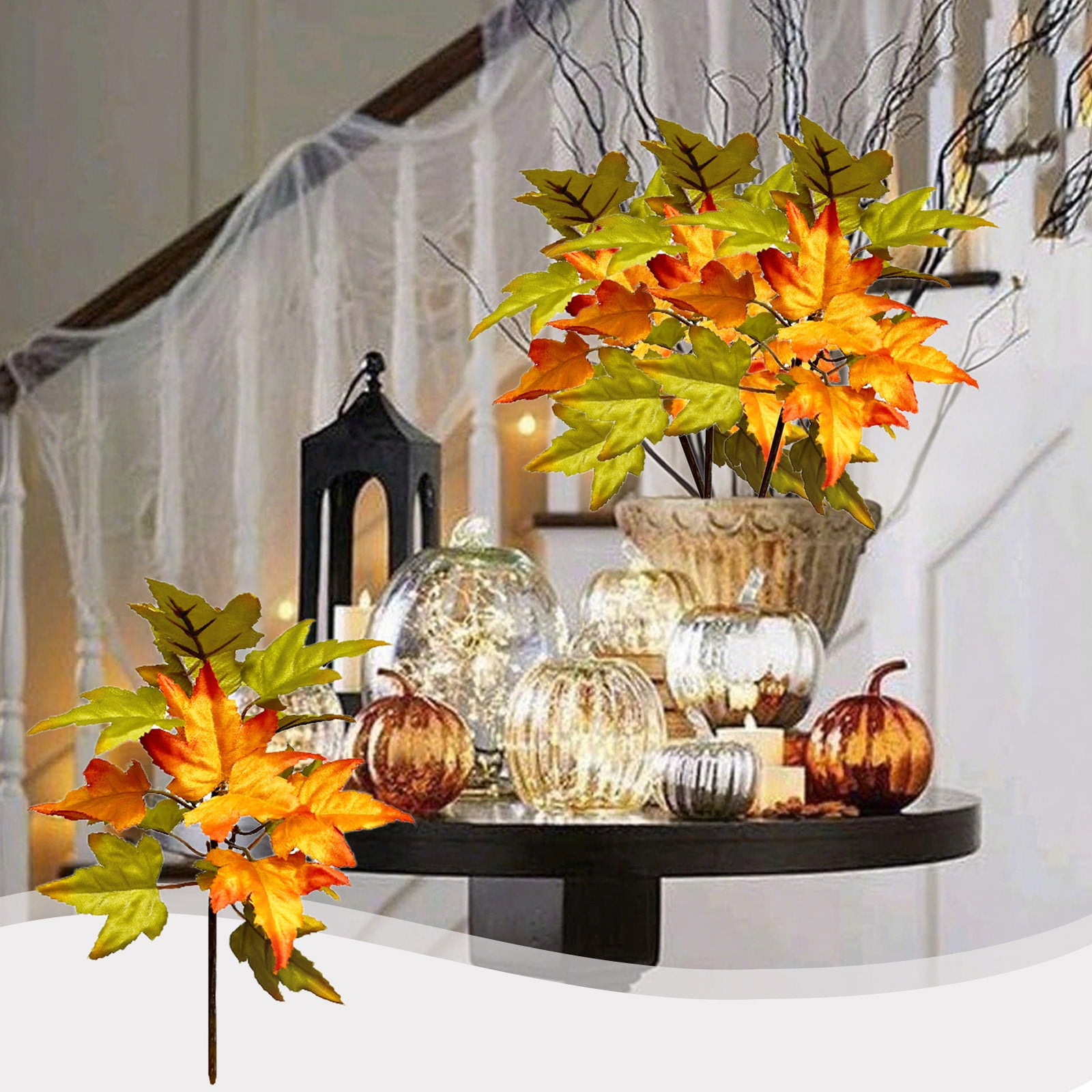 HomeKingdee Autumn Maple Leaf Branch Decoration for Thanksgiving and ...